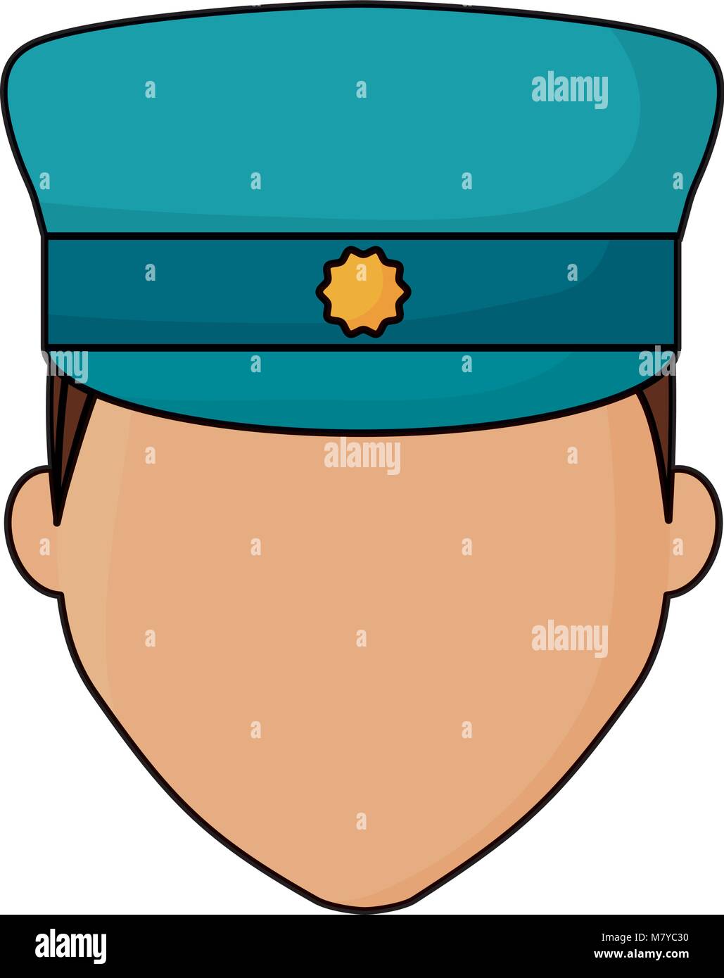 avatar police man face icon over white background, colorful design ...