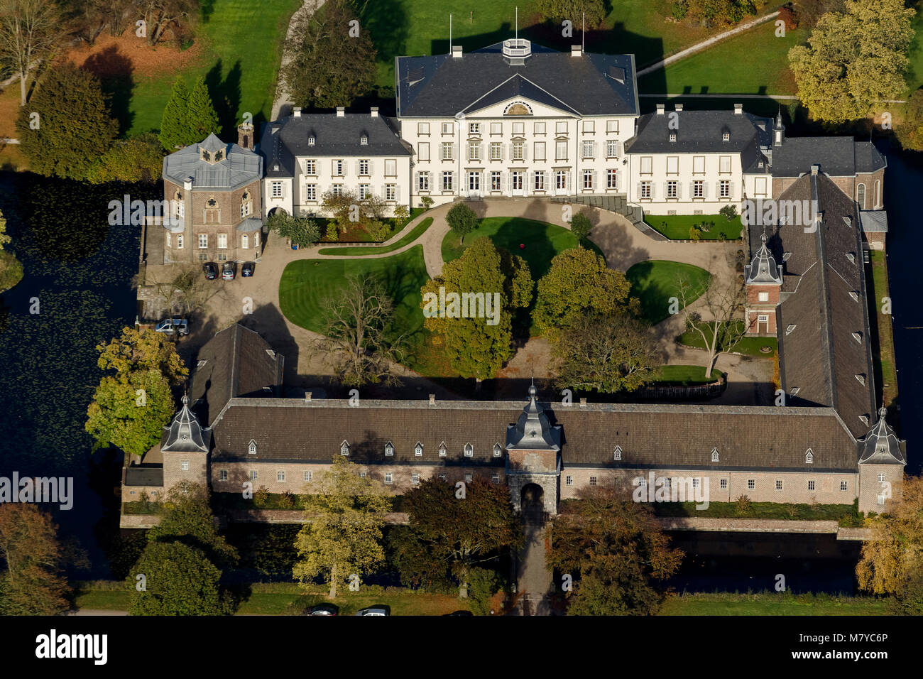 Aerial view, Angermund, Heltorf Castle, moated castle, Dusseldorf ...