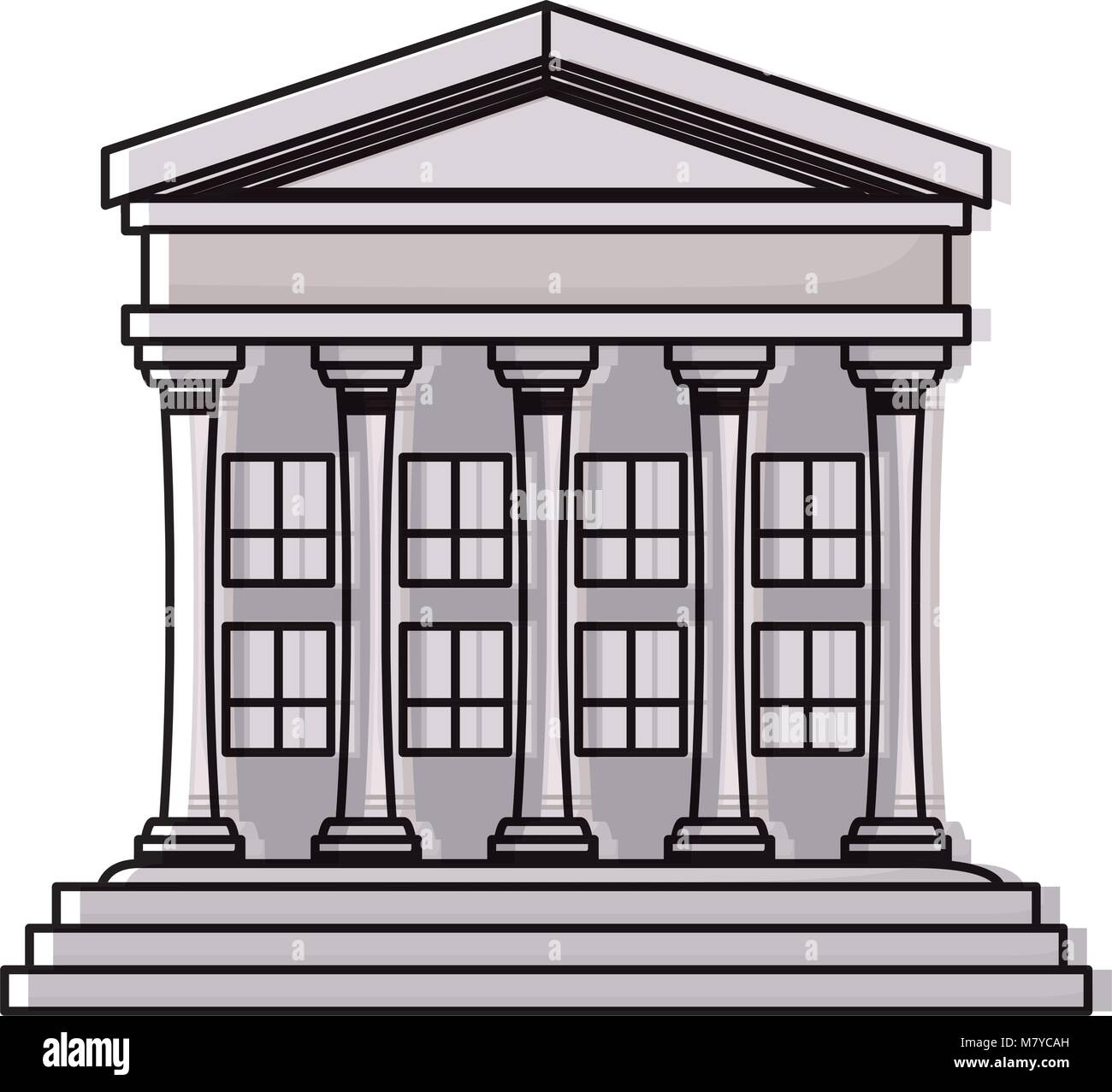 Court building icon over white background, colorful design. vector ...