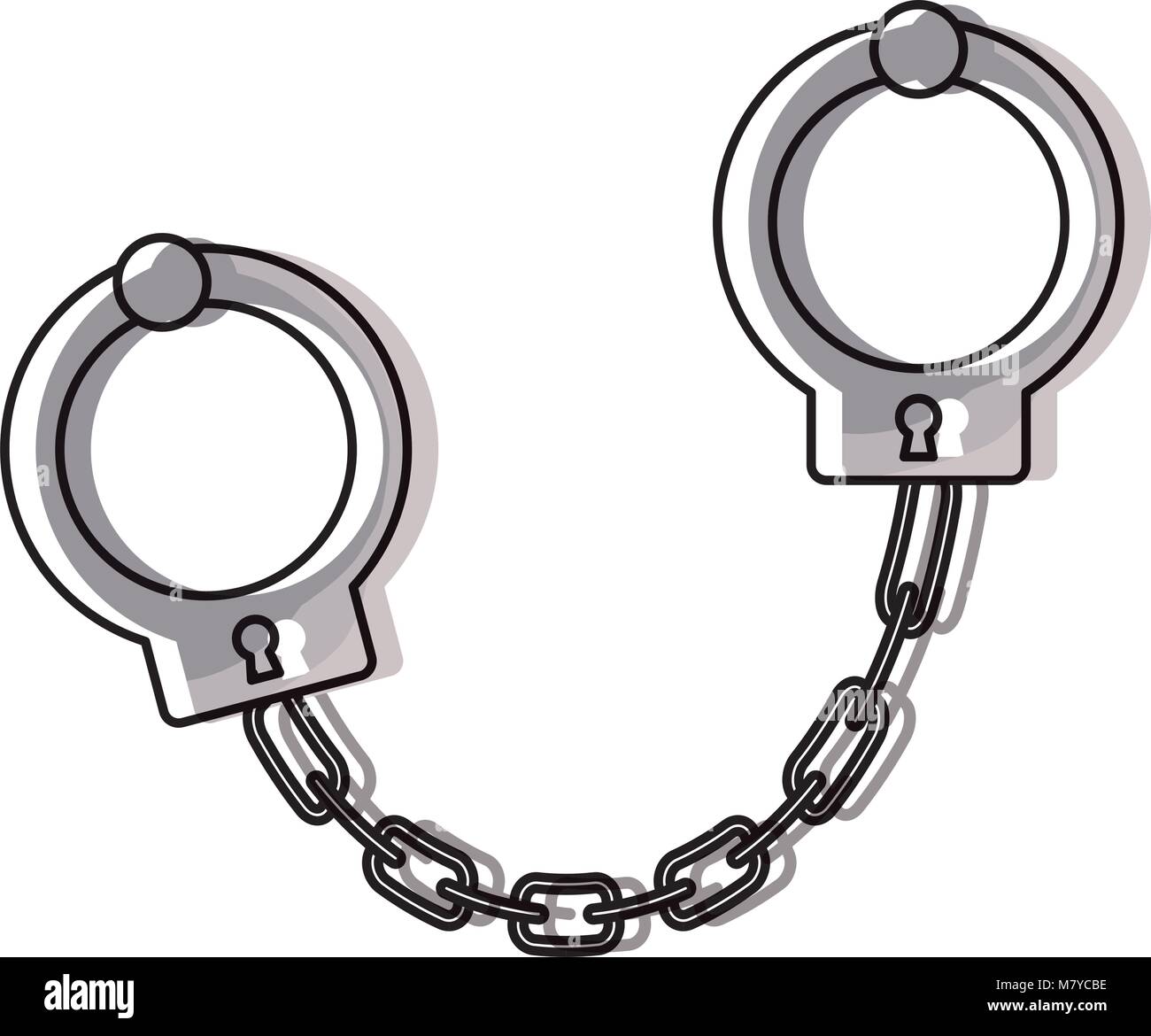 handcuffs icon over white background, colorful design. vector ...