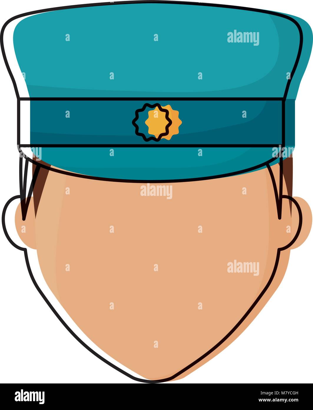 avatar police man face icon over white background, colorful design ...