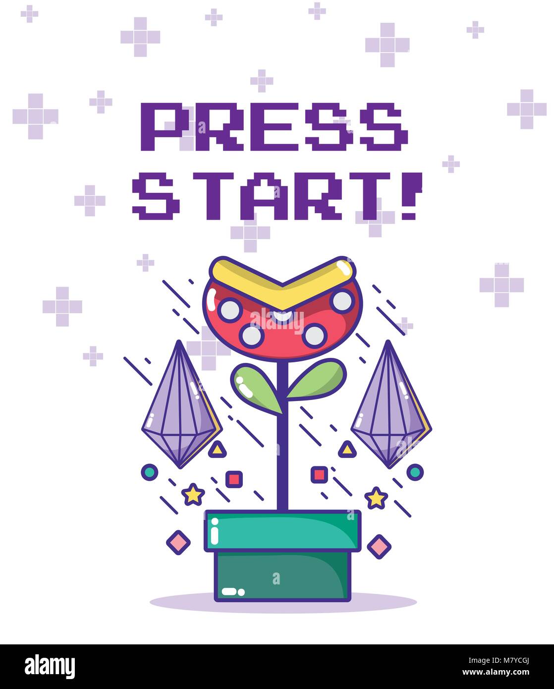 Press start videogame character Stock Vector Image & Art - Alamy