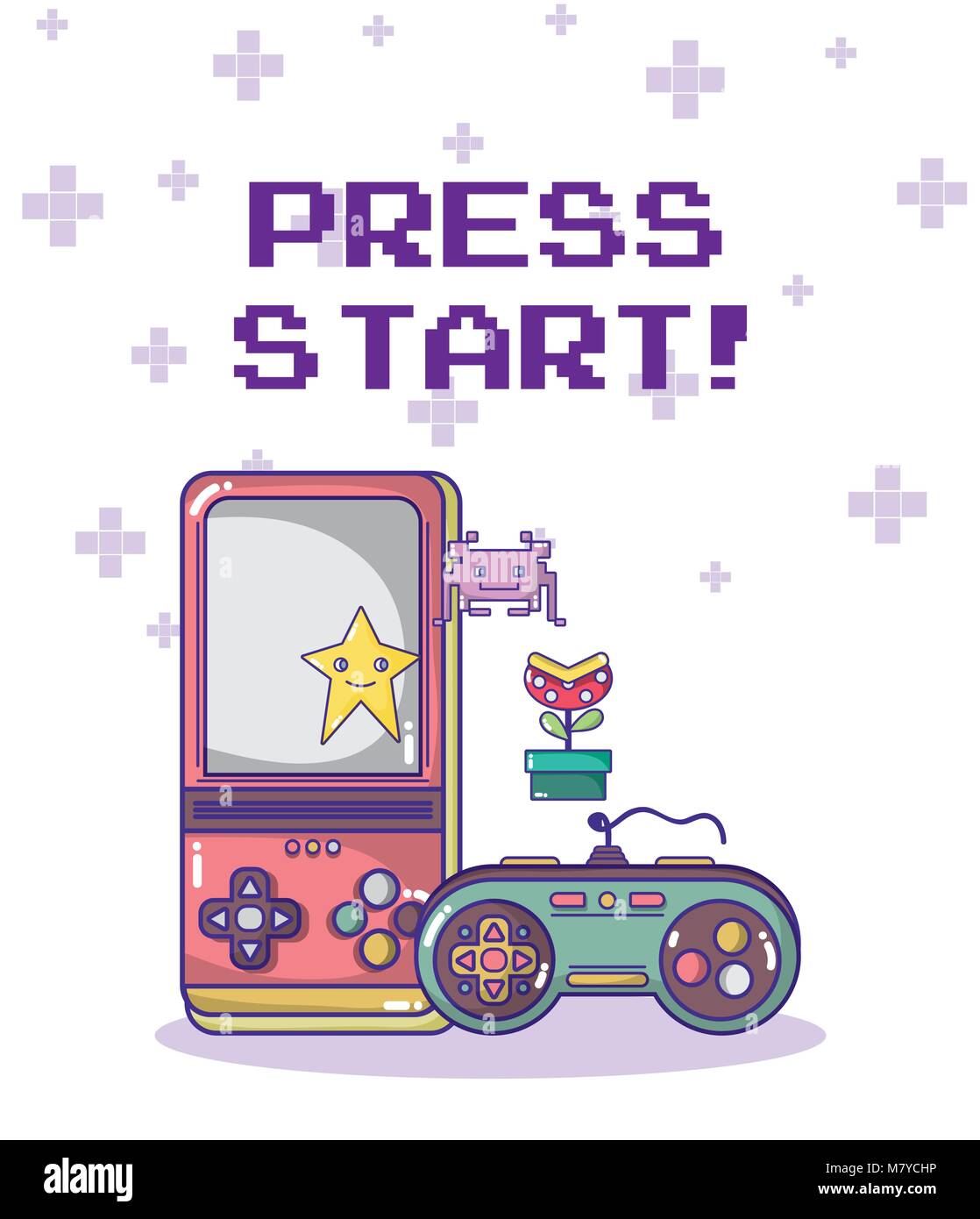 Press start retro videogame Stock Vector Image & Art - Alamy