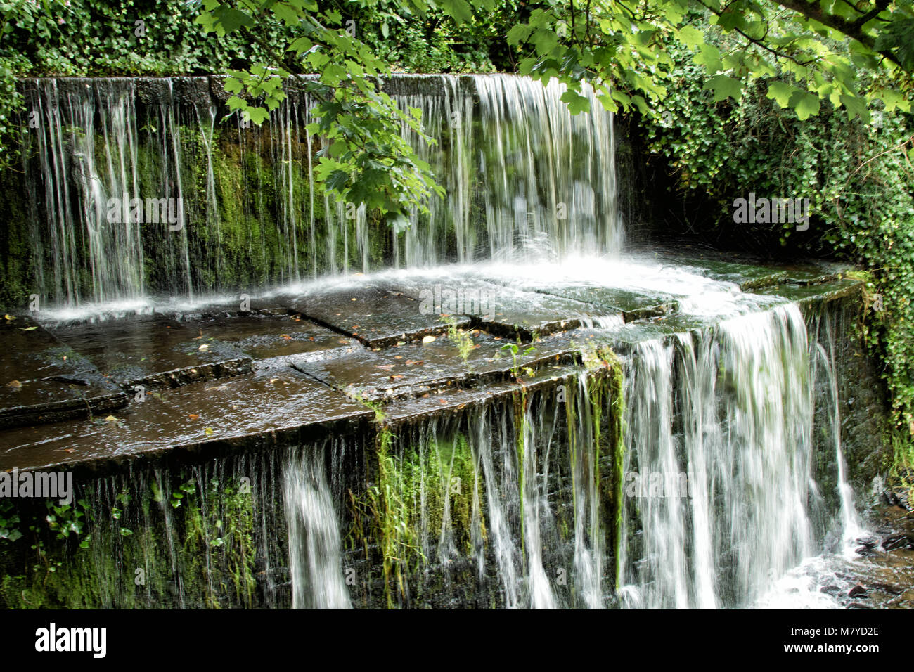 The Springs Branch Canal waterfall behind Skipton Castle,West Riding ...