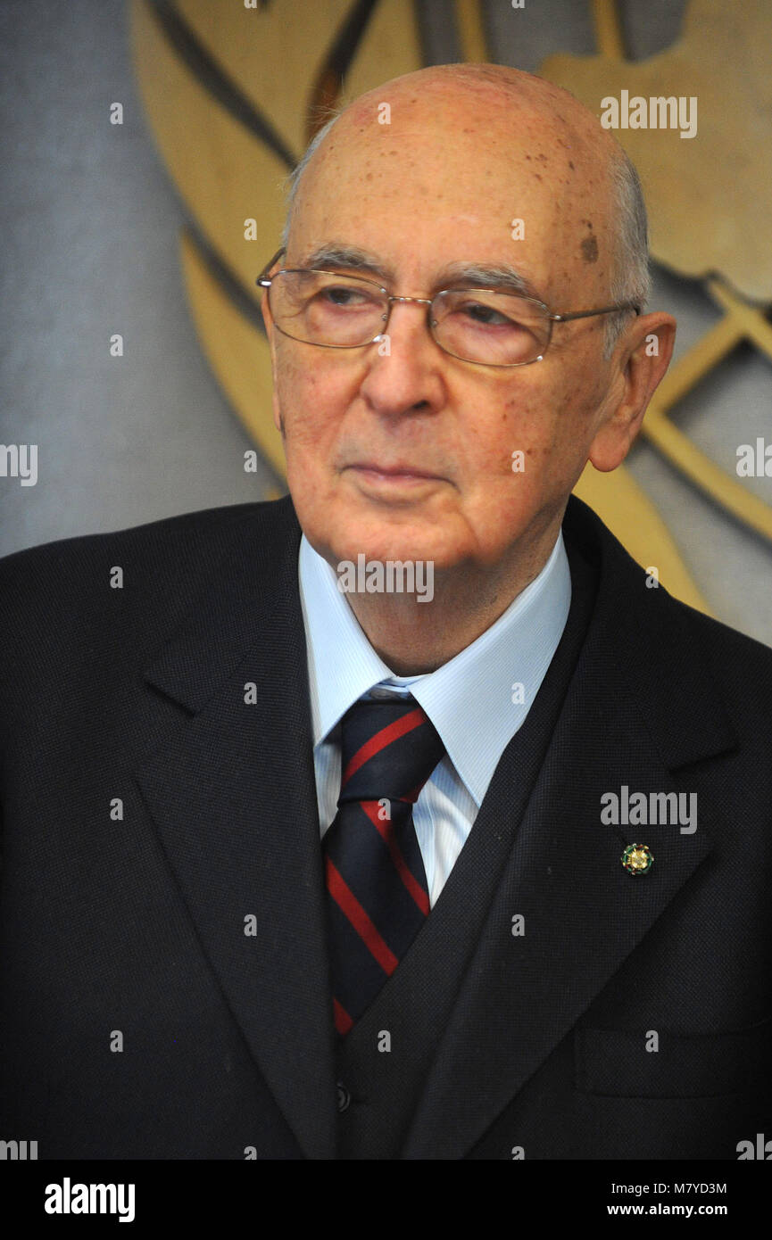 Italian President Giorgio Napolitano at the United Nations in New York ...