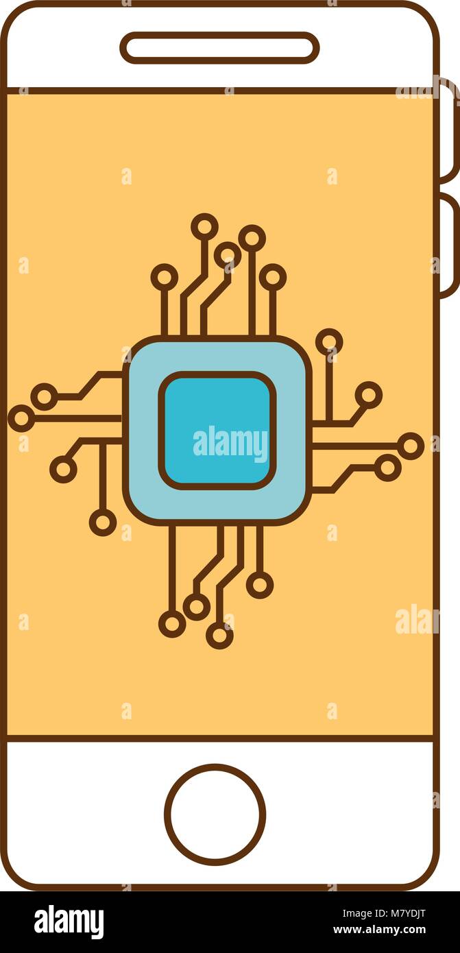 smartphone with processor and circuit vector illustration design Stock ...