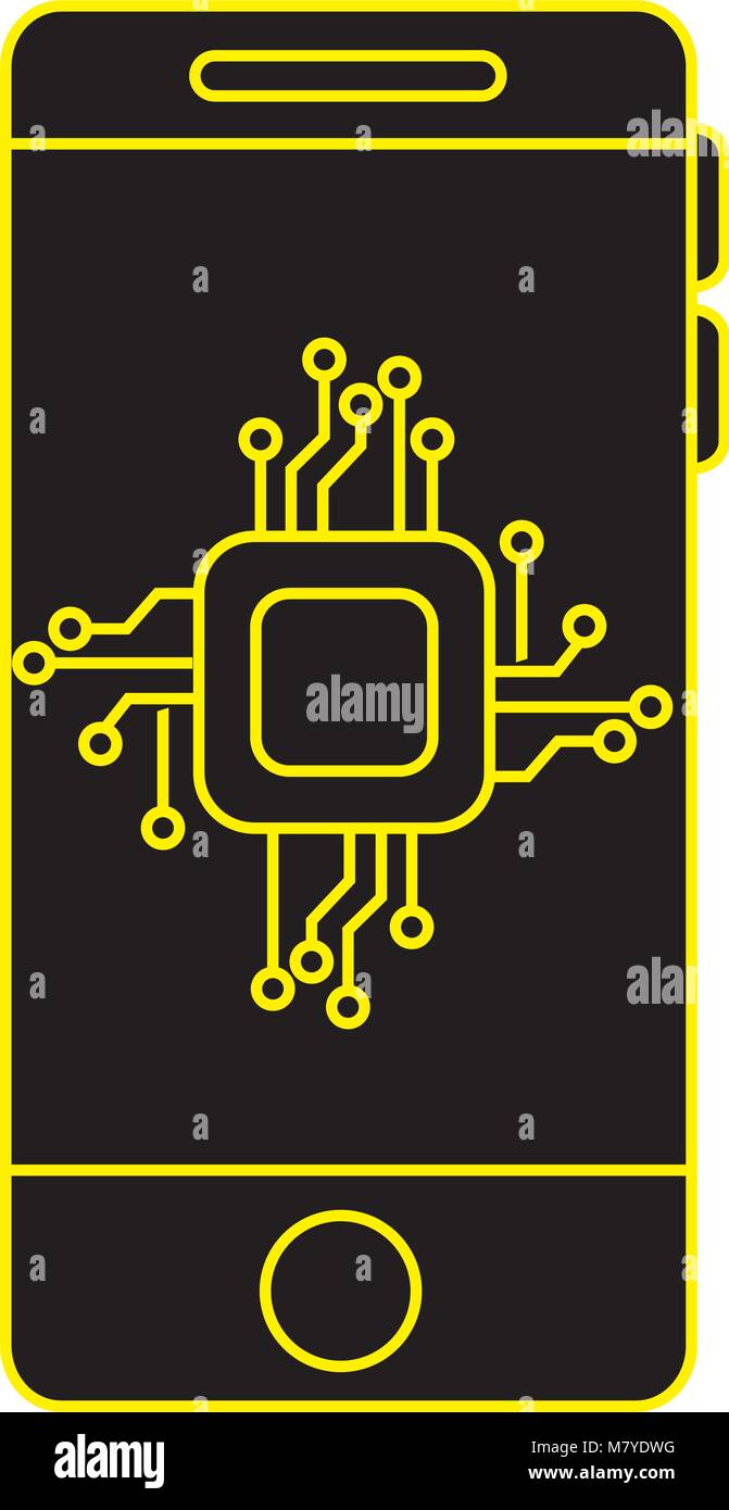 smartphone with processor and circuit vector illustration design Stock ...