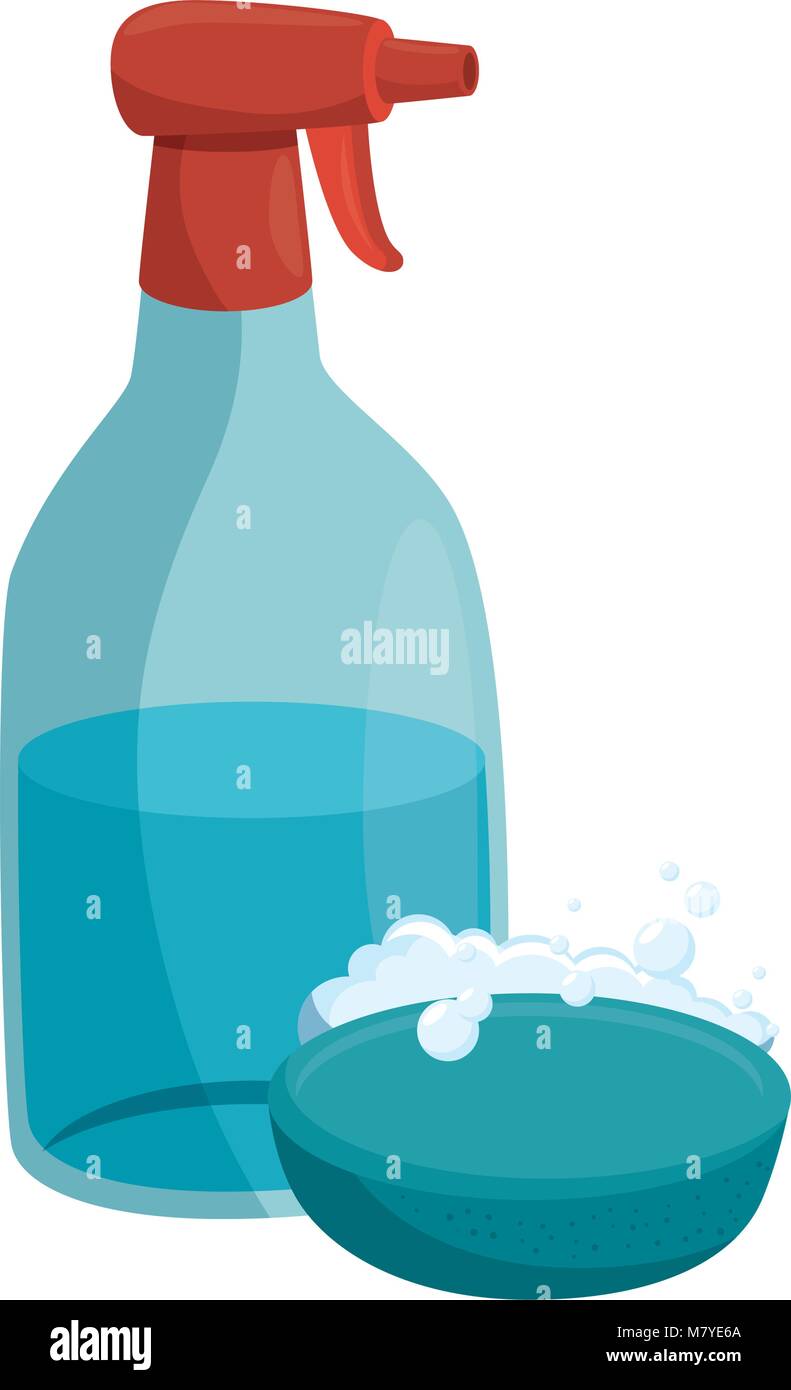 household cleaning product spray bottle with soap vector illustration ...