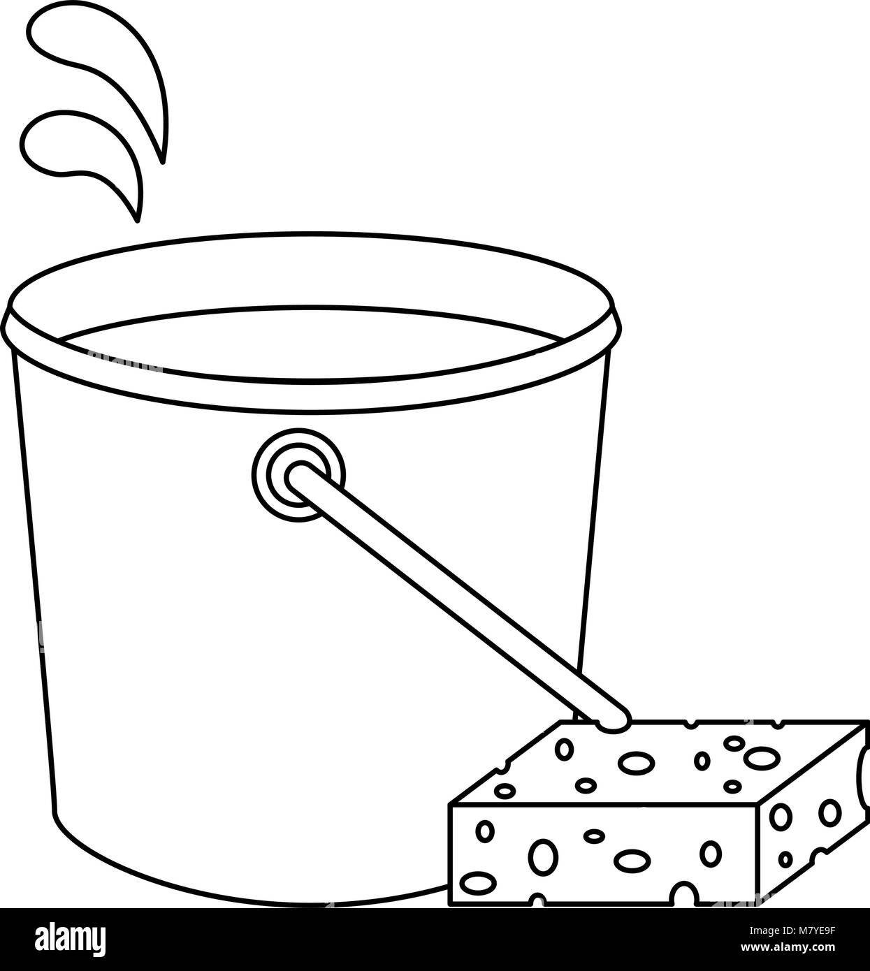 plastic bucket with sponge vector illustration design Stock Vector ...