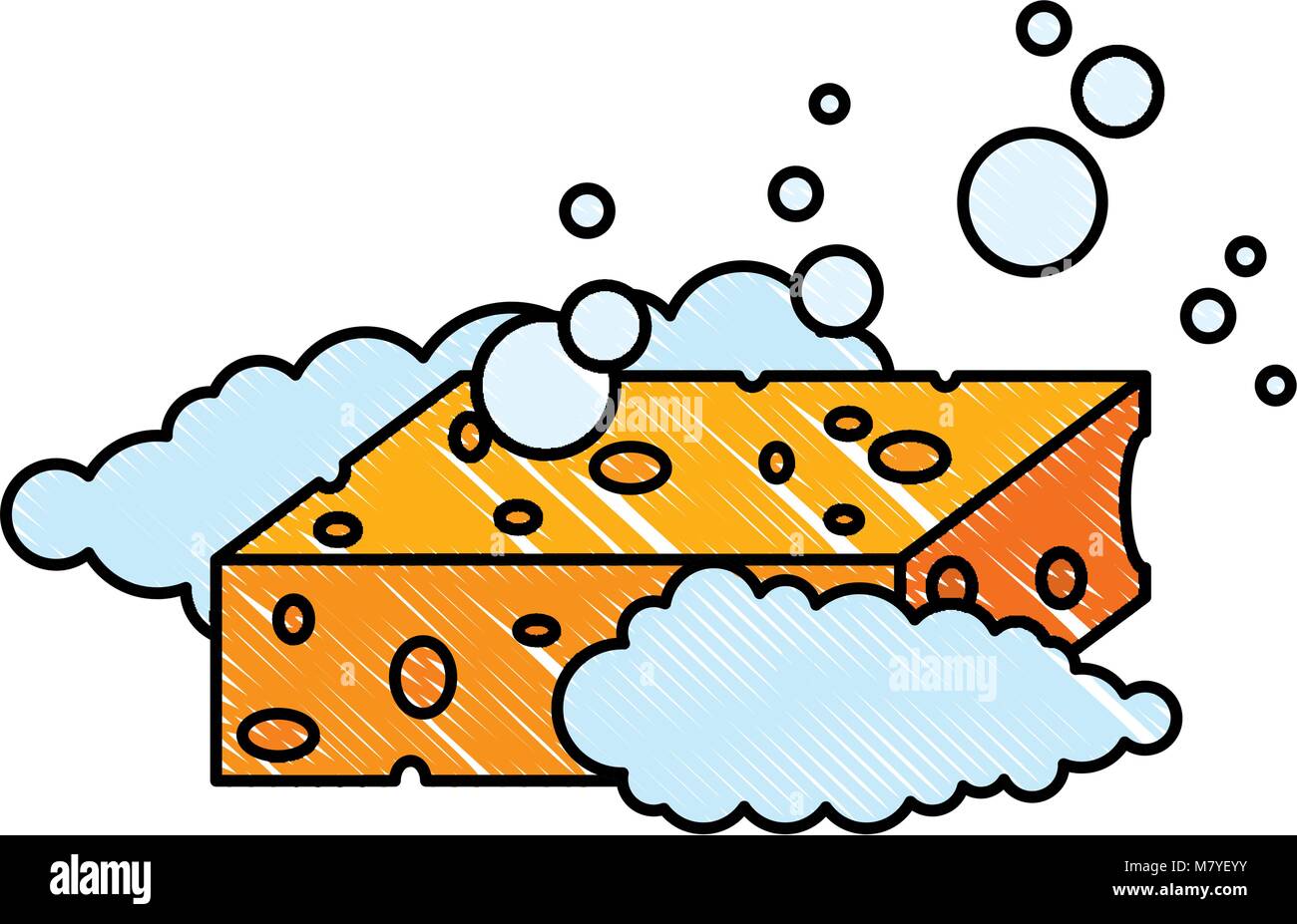 sponge with soap foam vector illustration design Stock Vector Image ...