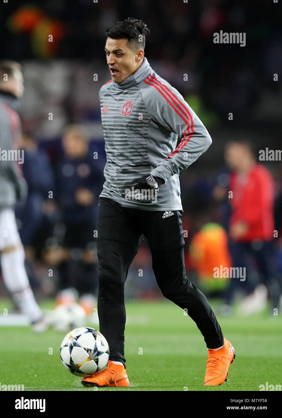 Manchester United's Alexis Sanchezi in the warm up before the UEFA ...