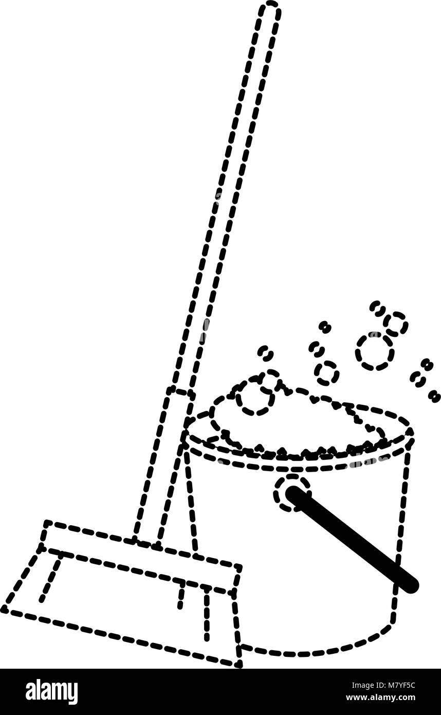 sweep broom with plastic bucket vector illustration design Stock Vector ...