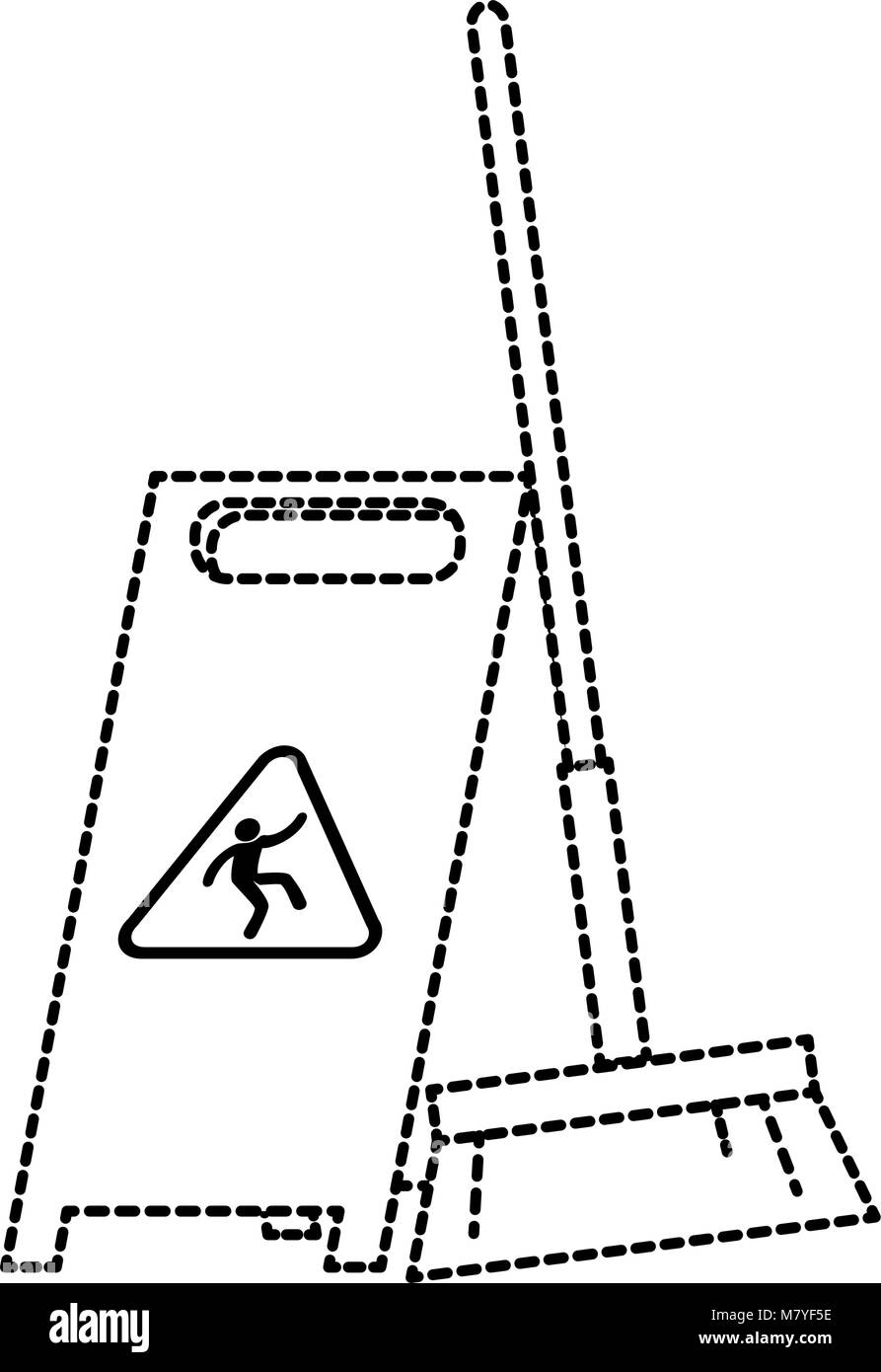 slippery floor sign with broom vector illustration design Stock Vector ...