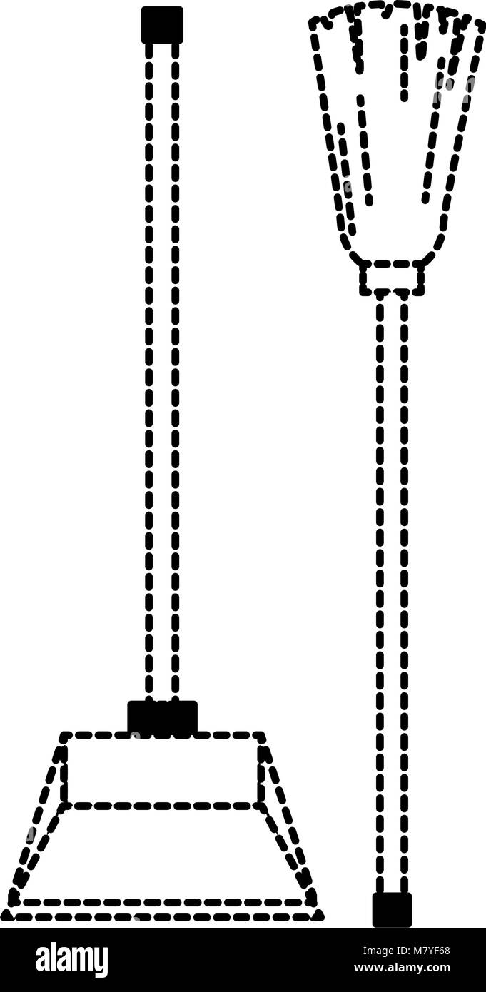 garbage picker with mop vector illustration design Stock Vector Image ...