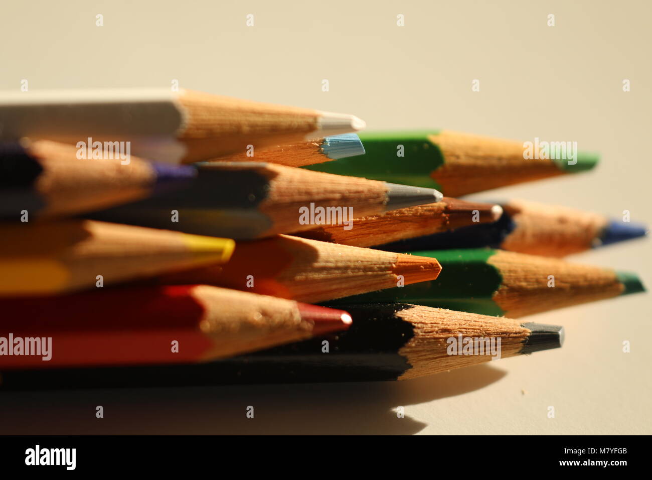 Color pencils for drawing in macro Stock Photo - Alamy