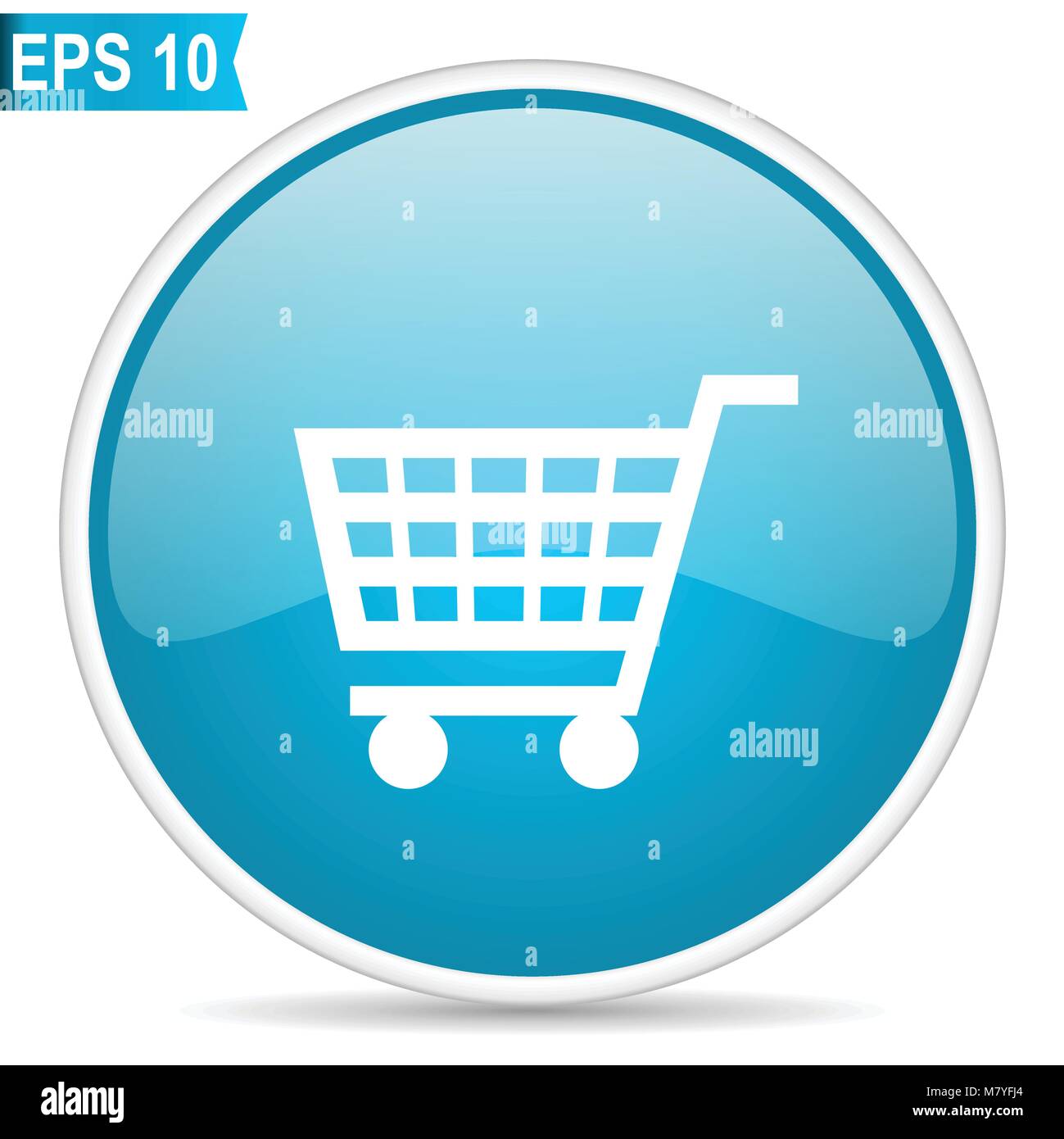 Shopping cart blue round glossy web vector icon in eps 10 Stock Vector ...