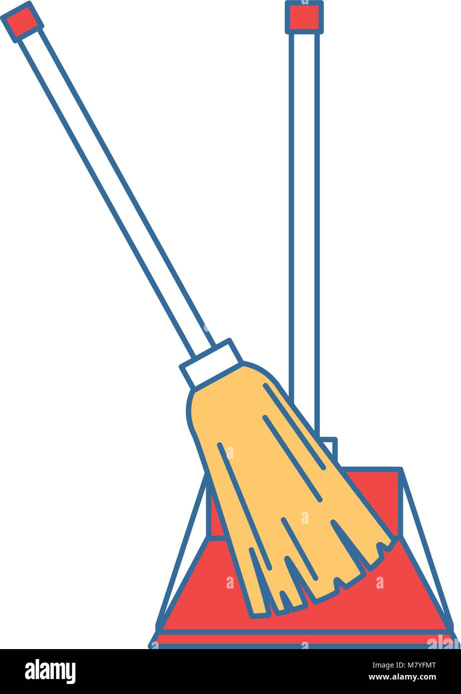 garbage picker with broom vector illustration design Stock Vector Image ...