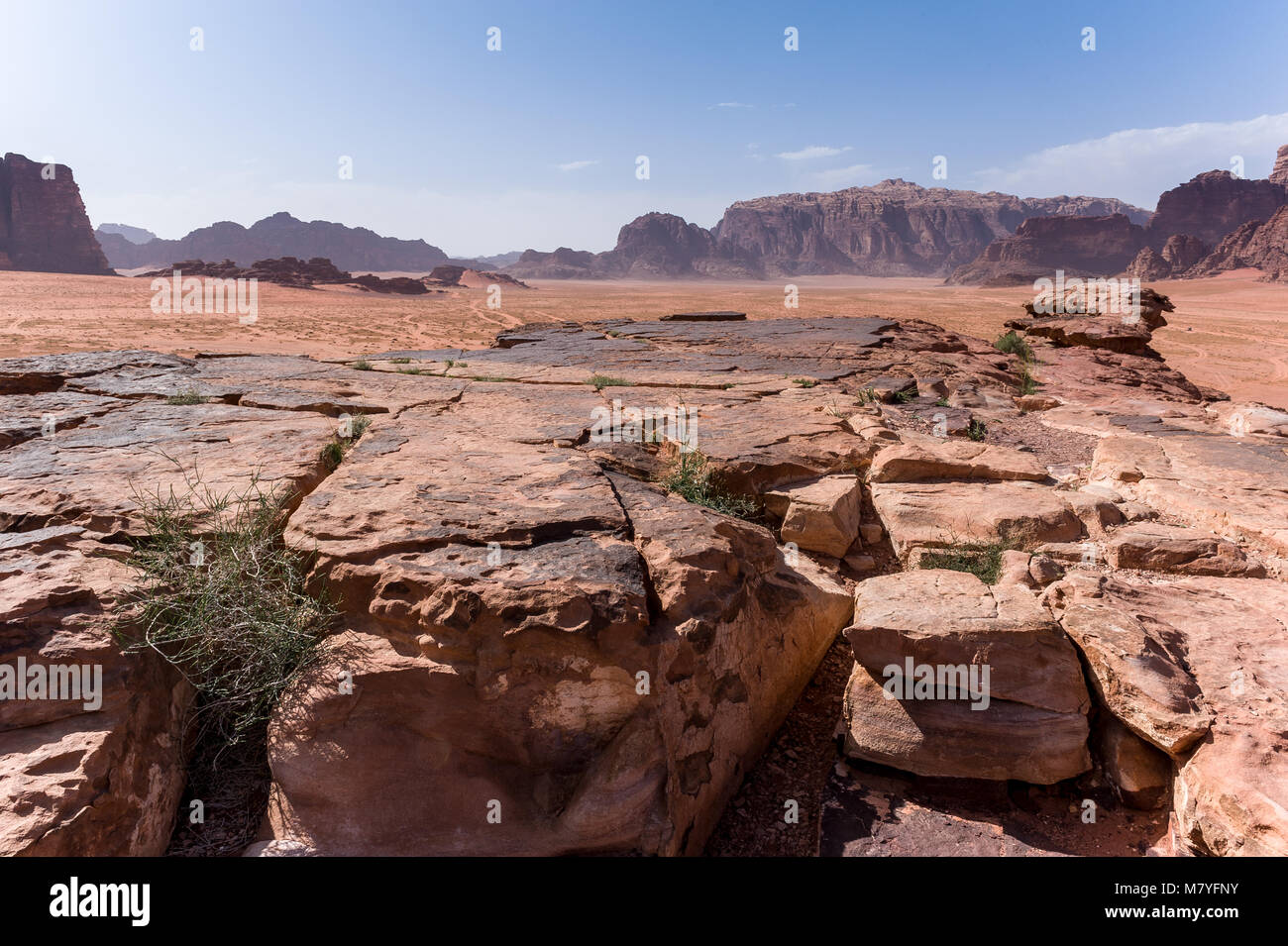 Wadi Rum , The Valley of the Moon, is a valley cut into the sandstone ...