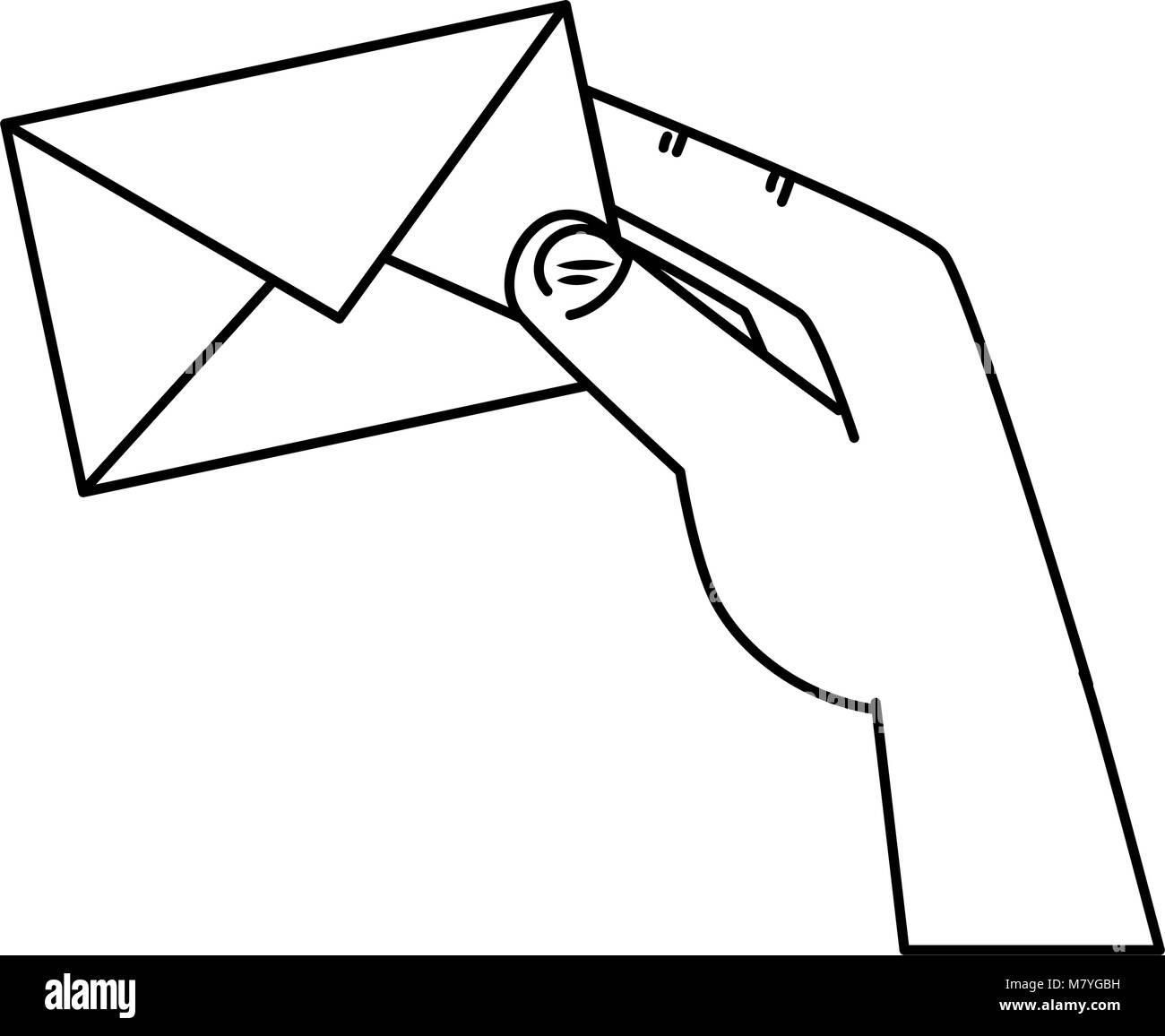 hand with envelope mail isolated icon vector illustration design Stock ...