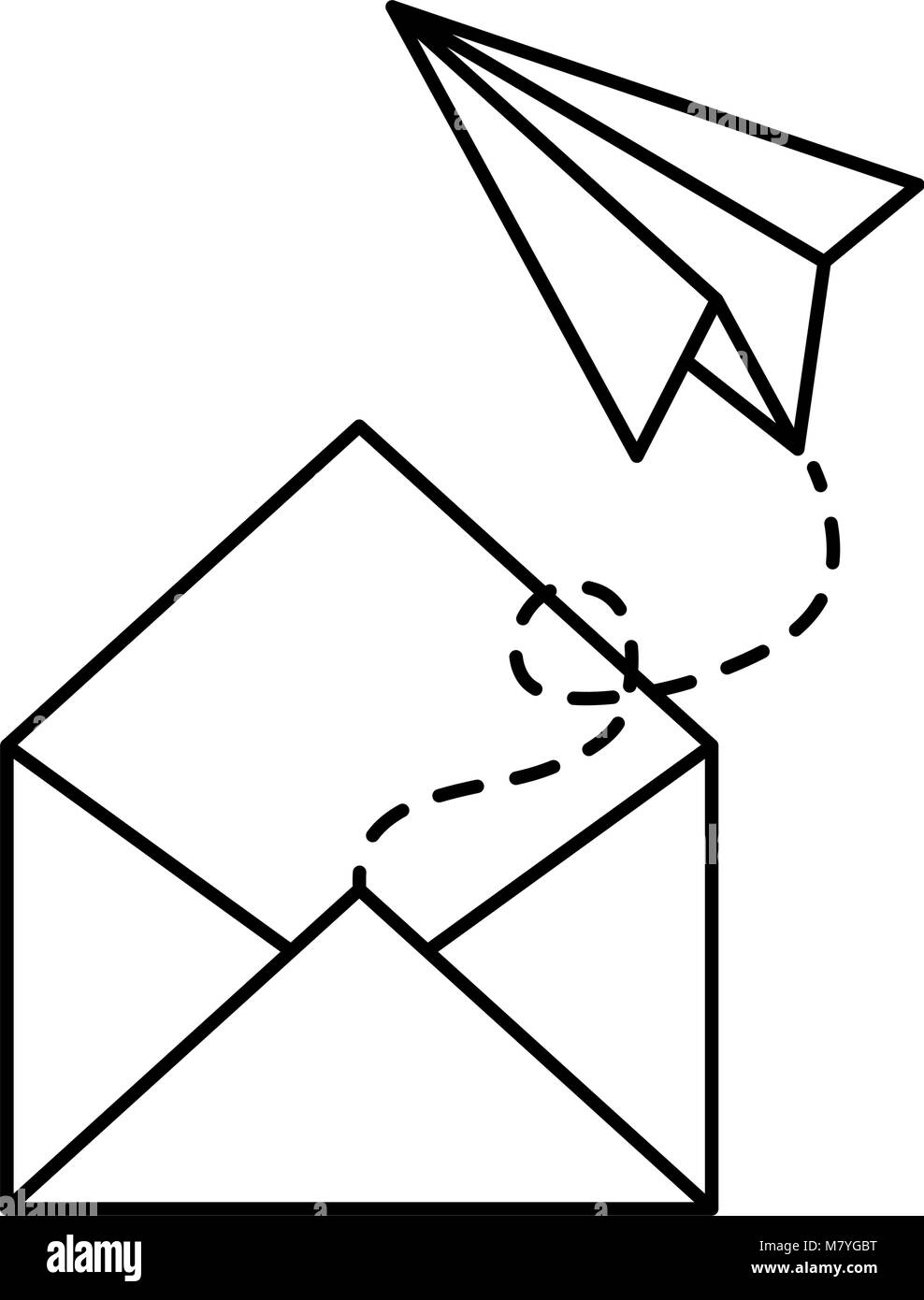 envelope mail with airplane paper vector illustration design Stock ...