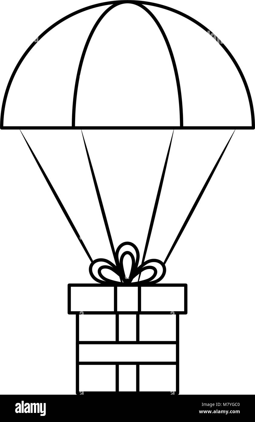 parachute with gift box present vector illustration design Stock Vector ...