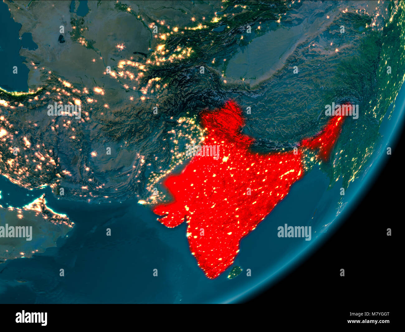 India highlighted on world map hi-res stock photography and images - Alamy
