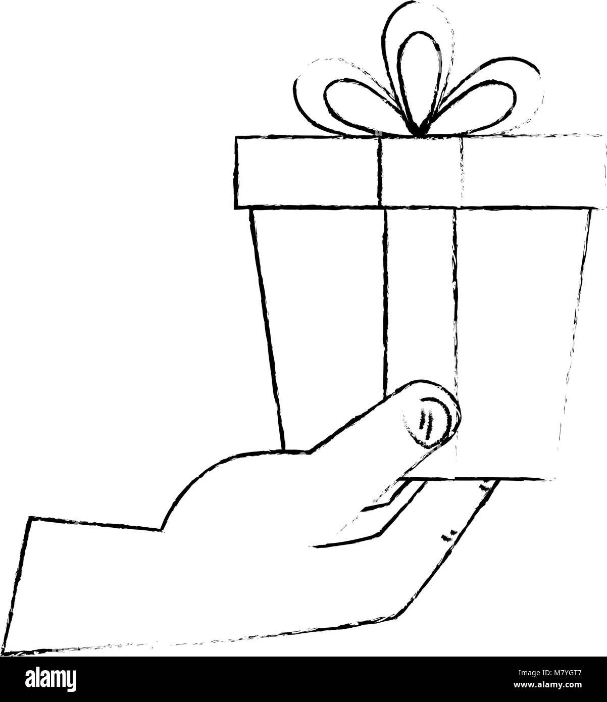 hand with gift box present icon vector illustration design Stock Vector ...