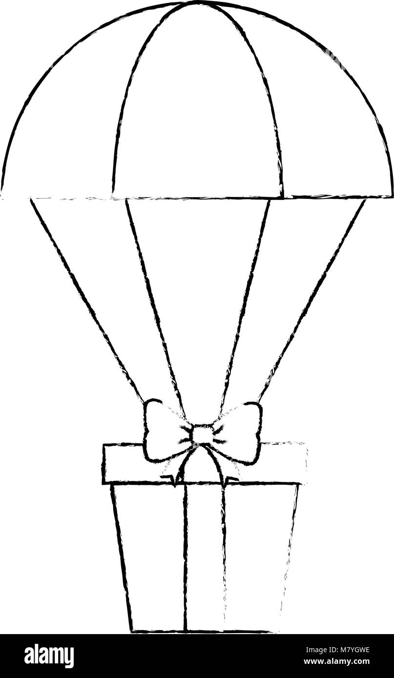 parachute with gift box present vector illustration design Stock Vector ...