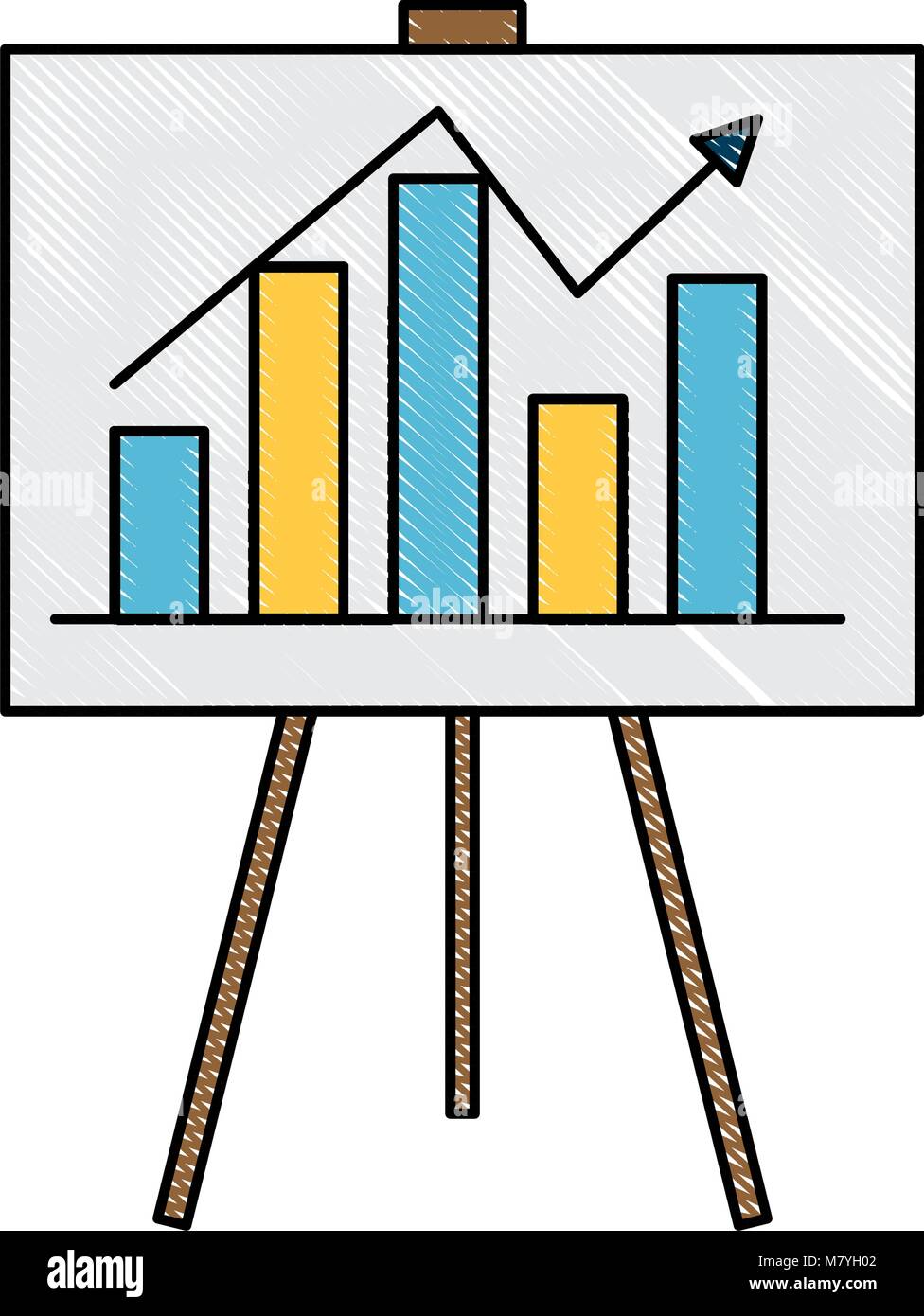 paperboard with bars statistics and arrow vector illustration design ...