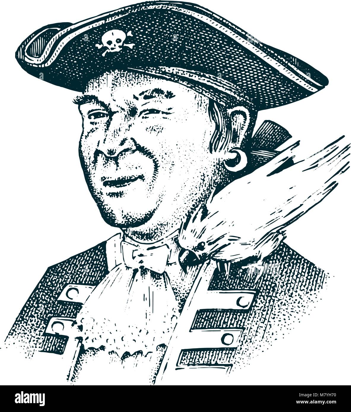 Pirate portrait. Captain man on ship traveling through the oceans and ...