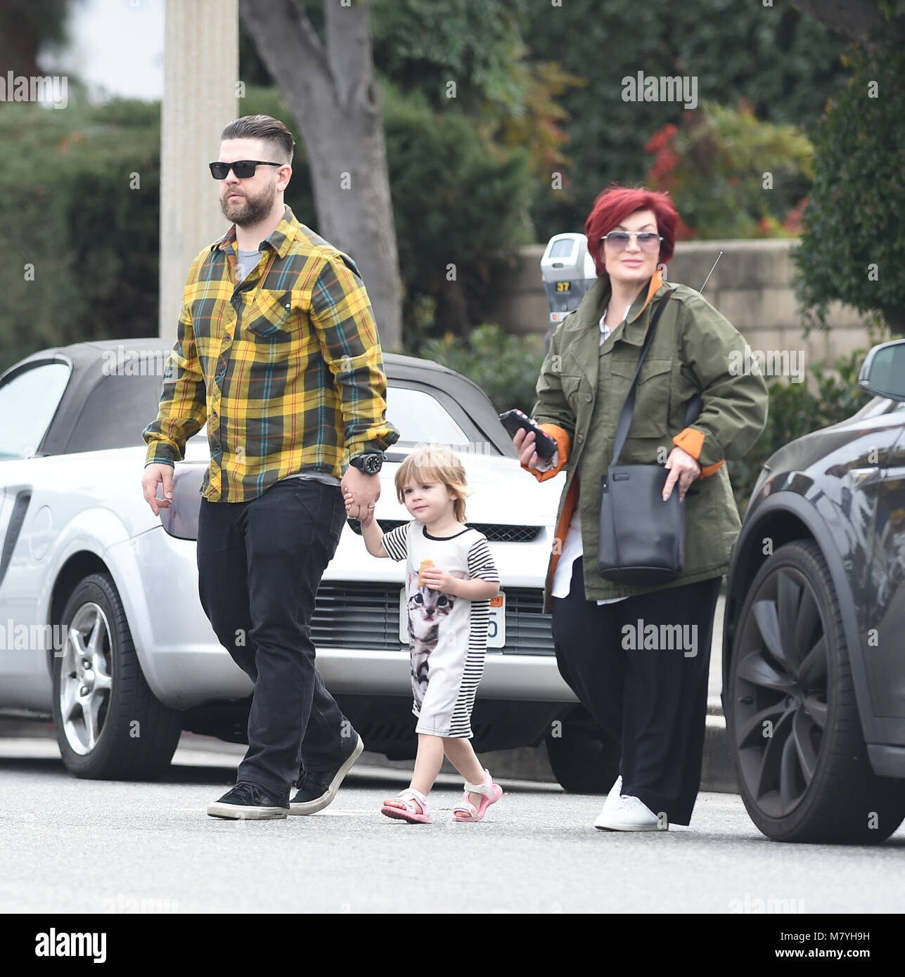 Jack Osbourne out and about with his mother Sharon and daughter Pearl ...