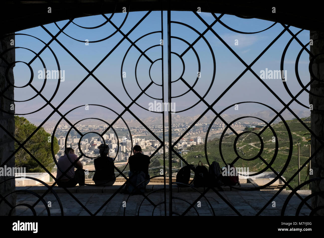 Students sitting at the Rothberg amphitheater in the Hebrew University ...
