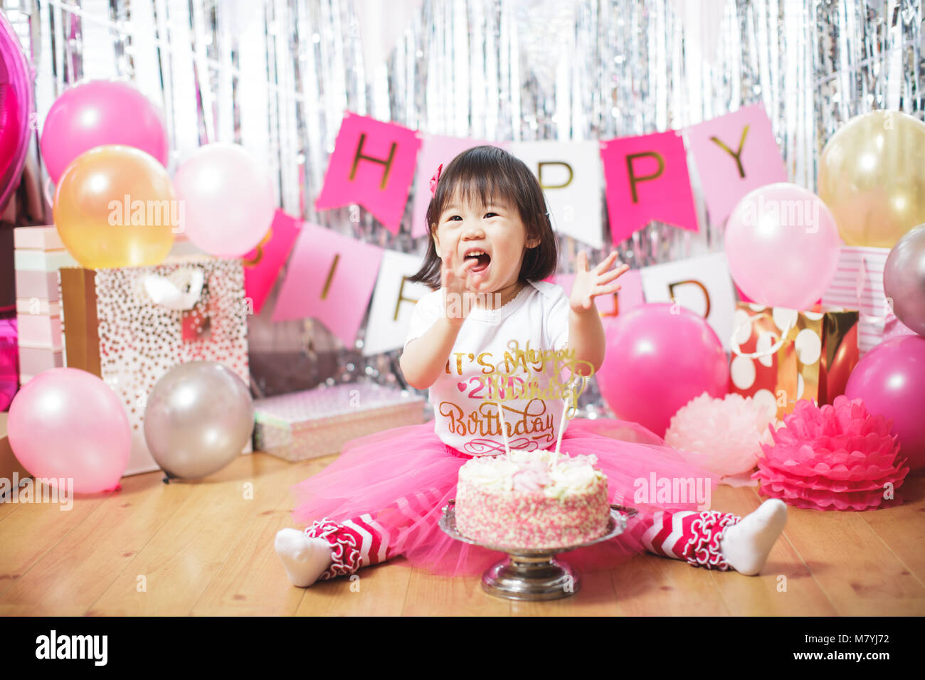 Baby girl celebrate her second birthday Stock Photo - Alamy
