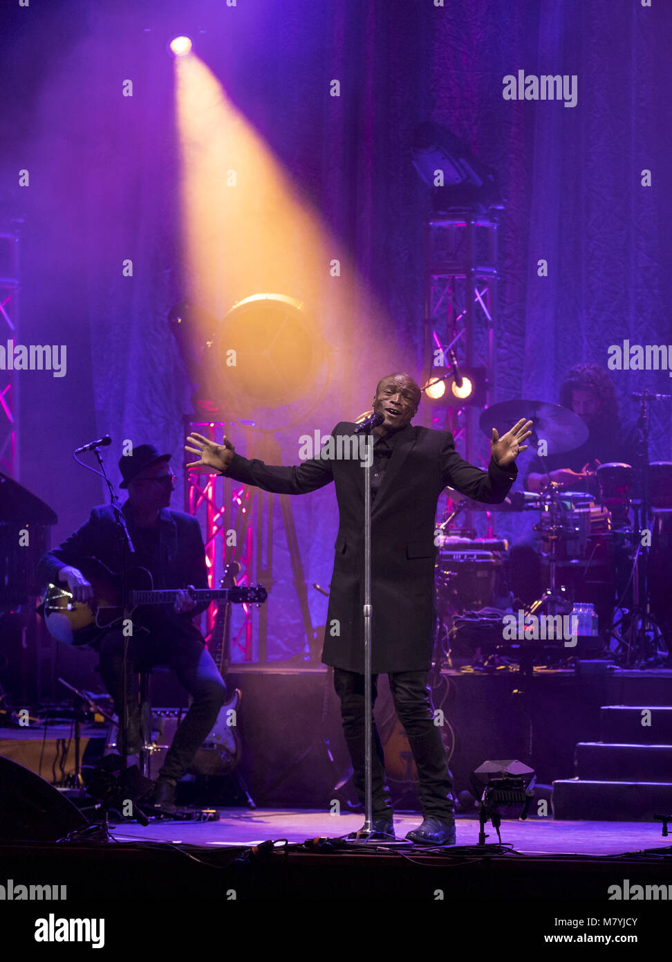 Seal performs on the opening night of his tour at the Edinburgh Usher ...