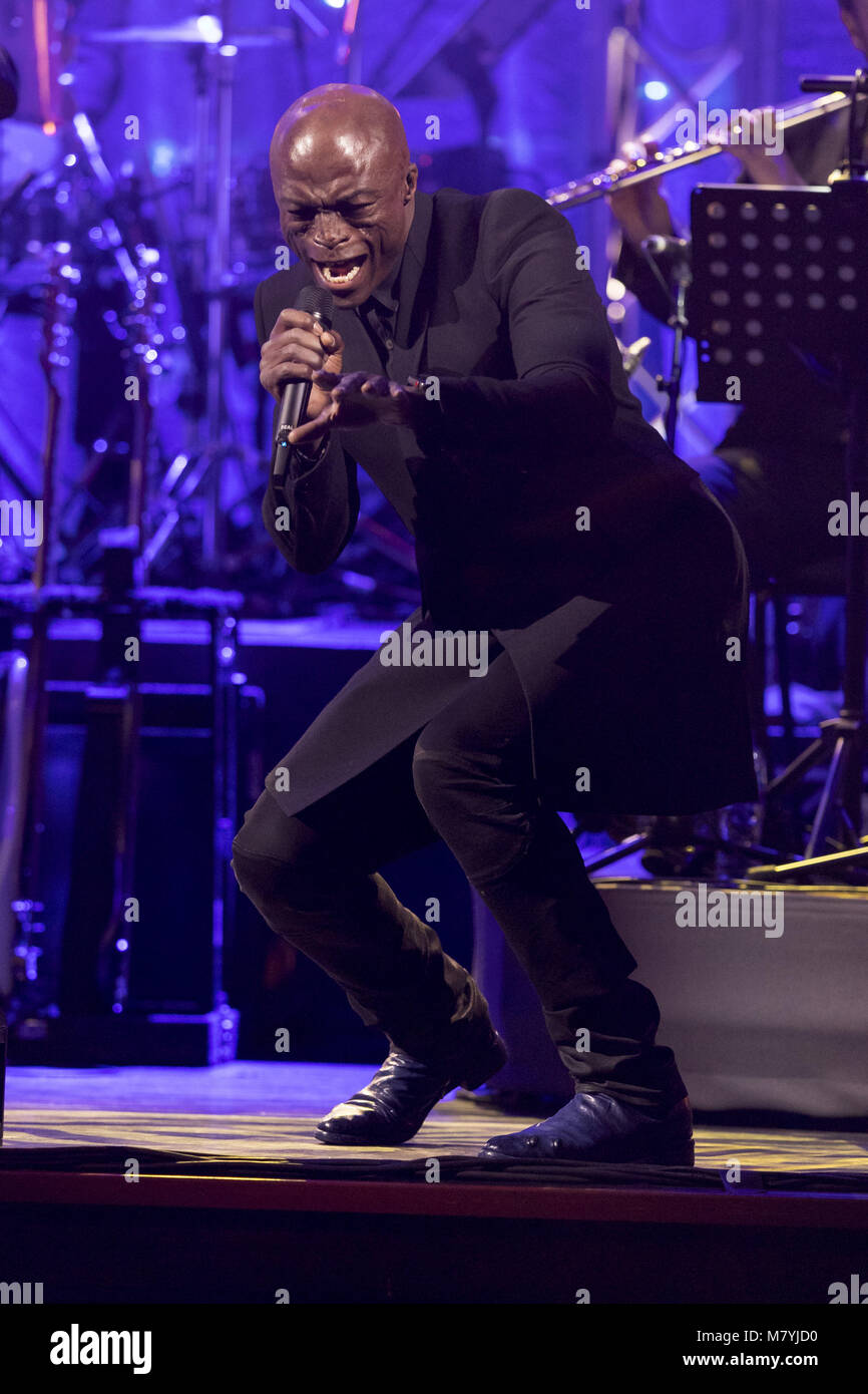 Seal performs on the opening night of his tour at the Edinburgh Usher ...