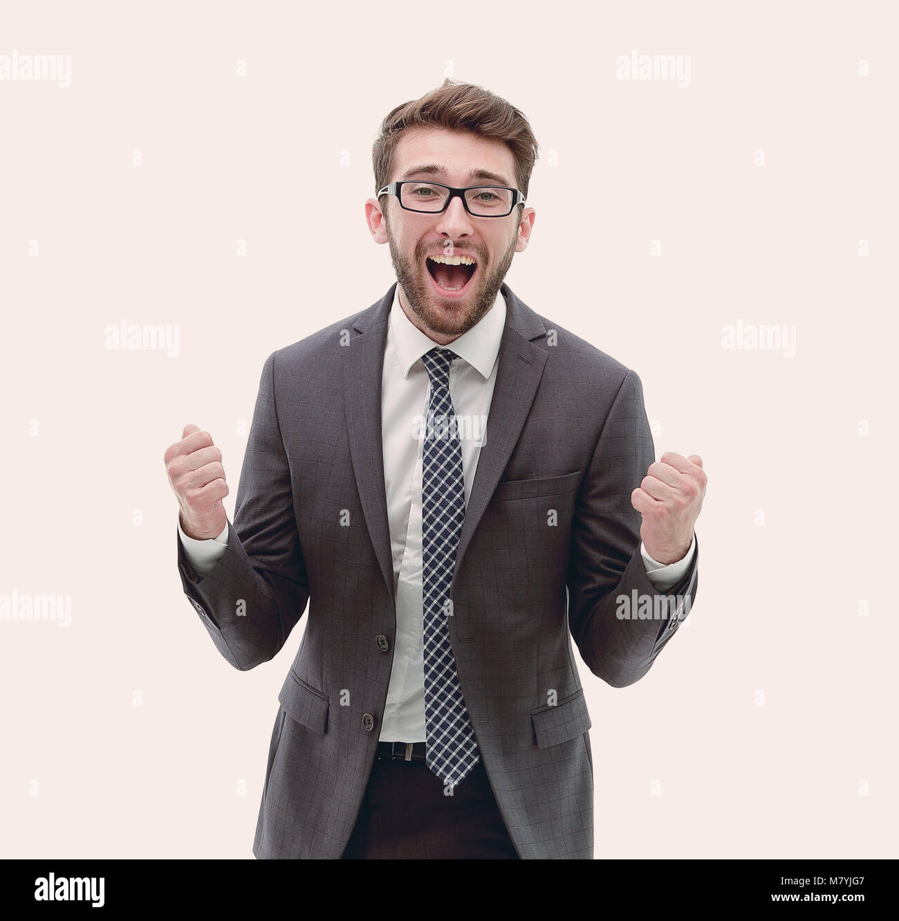 happy and successful businessman. photo in full growth Stock Photo - Alamy