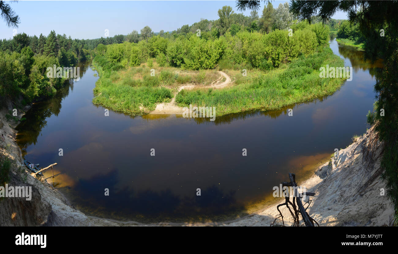 A Vorskla river bend (meander) at the Poltava region of Ukraine Stock ...