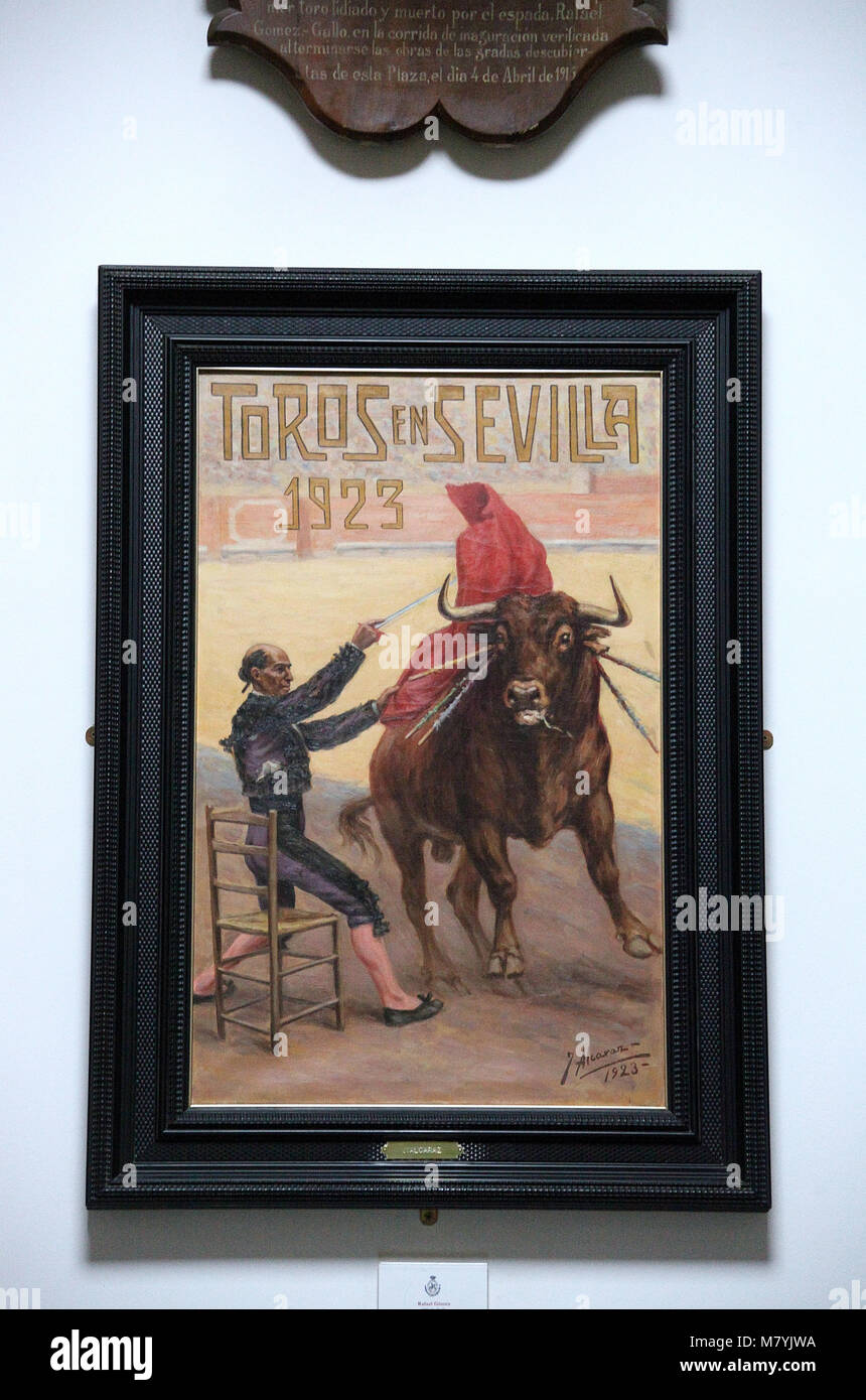 Bullfighting artwork at Plaza de Toras in Seville Stock Photo - Alamy
