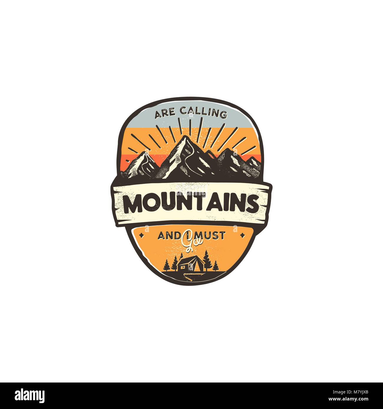 Travel logo design concept. Retro colors style. Mountain adventure ...