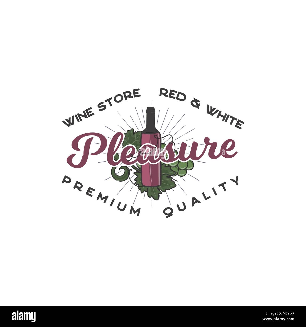 Wine shop logo template concept. Wine bottle, vine symbols and ...