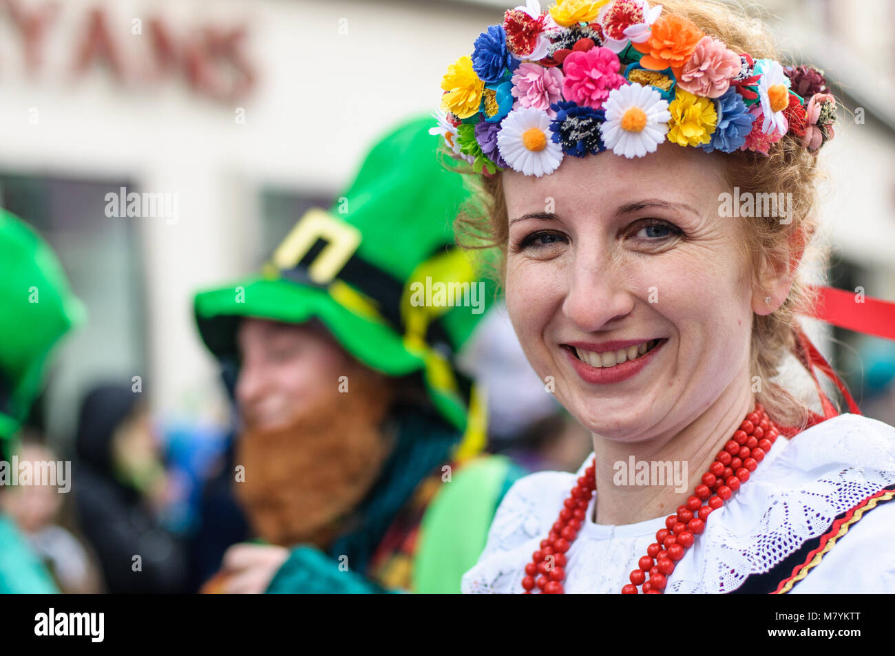 Portrait of Polish women in traditional dress during the St Patrick's ...