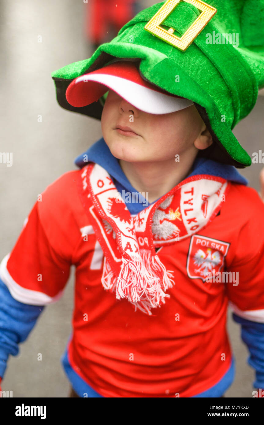 Member of the Irish Polish community during the St Patrick's Day parade ...