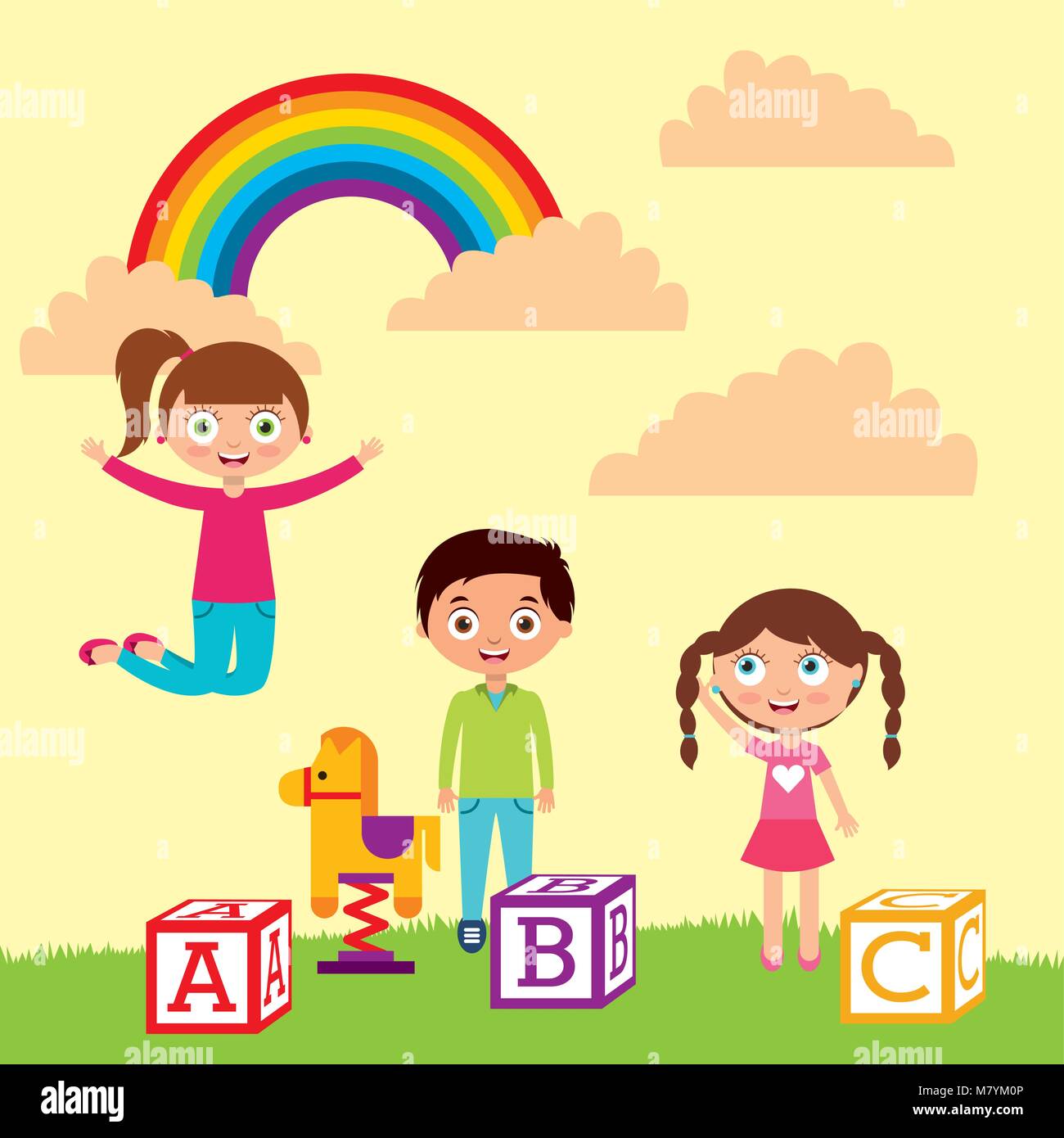 kids playing cartoon Stock Vector Image & Art - Alamy