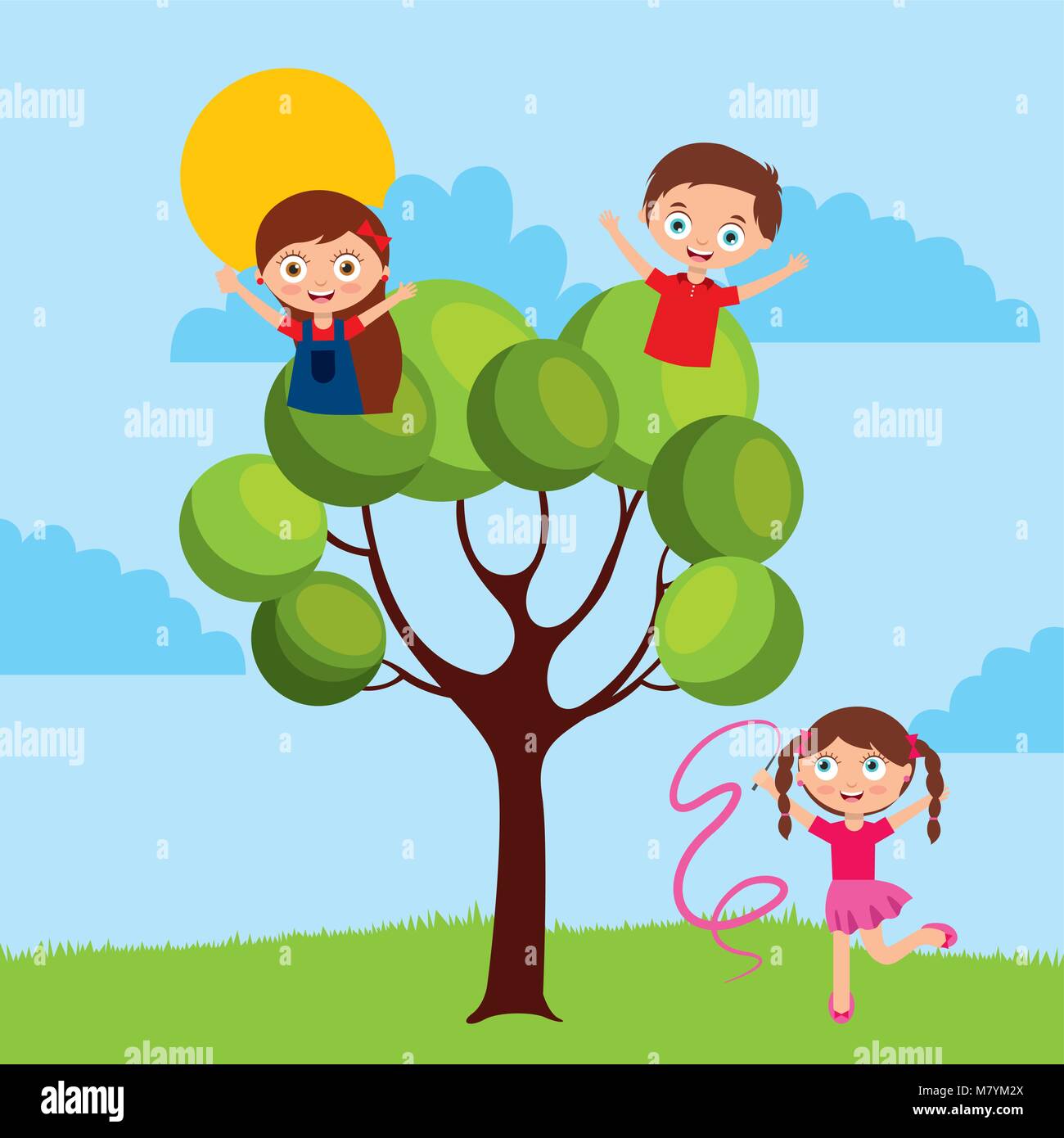 kids playing cartoon Stock Vector Image & Art - Alamy