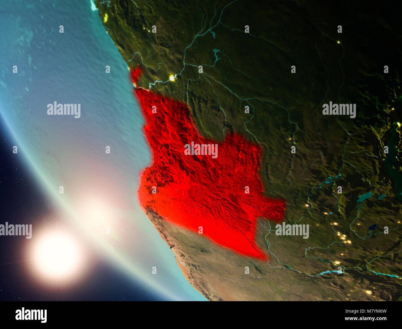 Map angola highlighted in red hi-res stock photography and images - Alamy