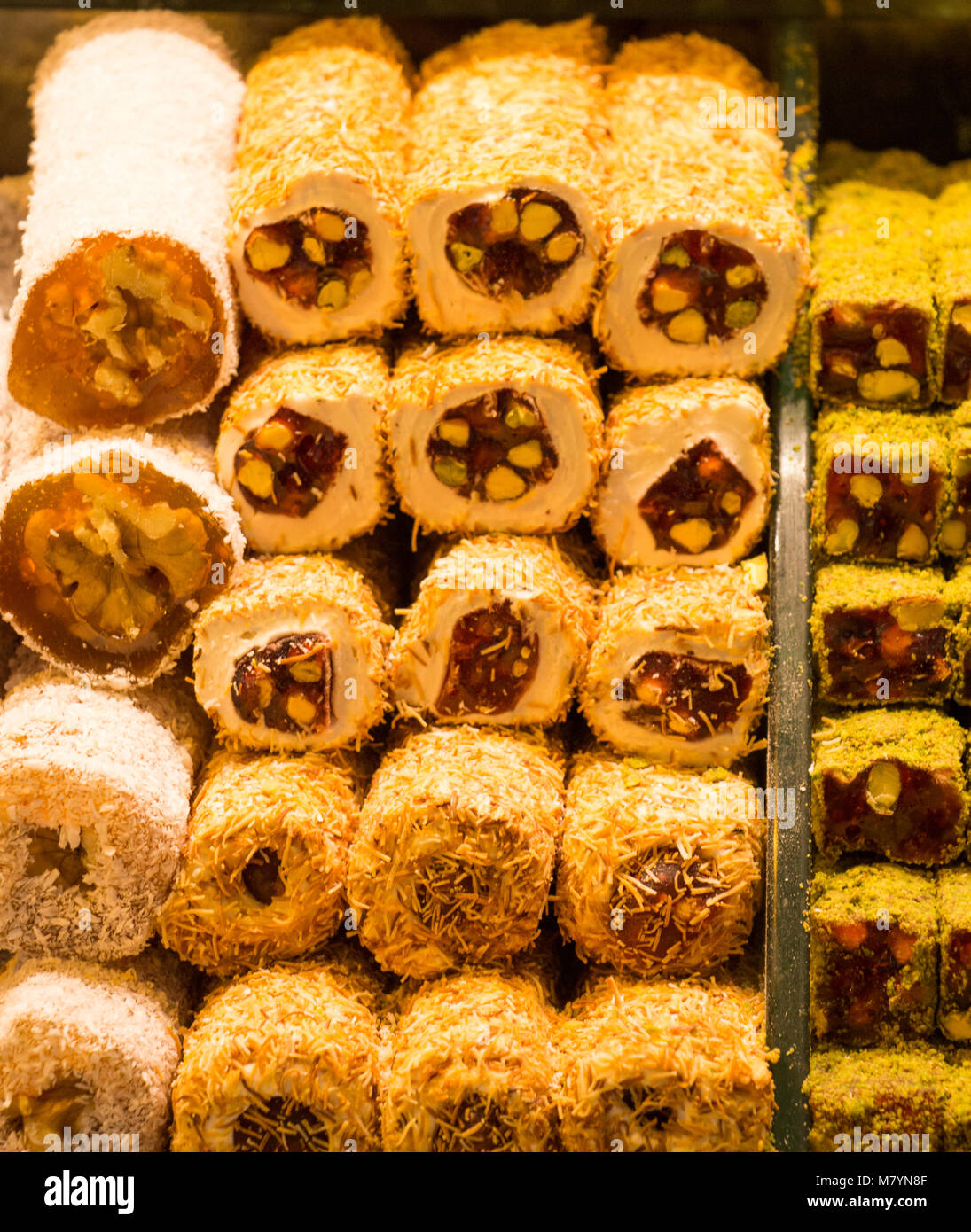 Load of traditional turkish delight rahat lokum Stock Photo - Alamy