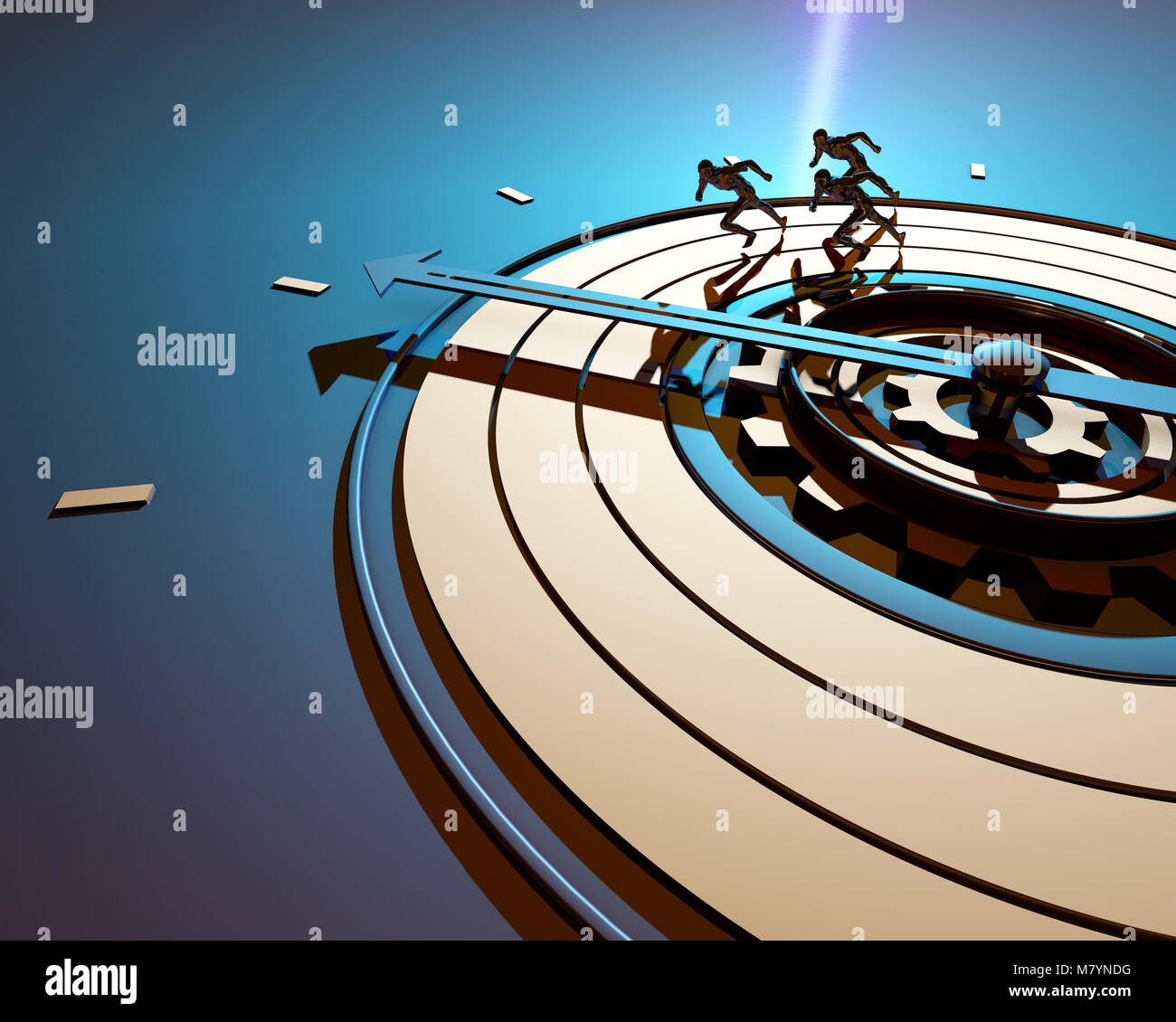 Humans running on the clock, race against time, technological ...