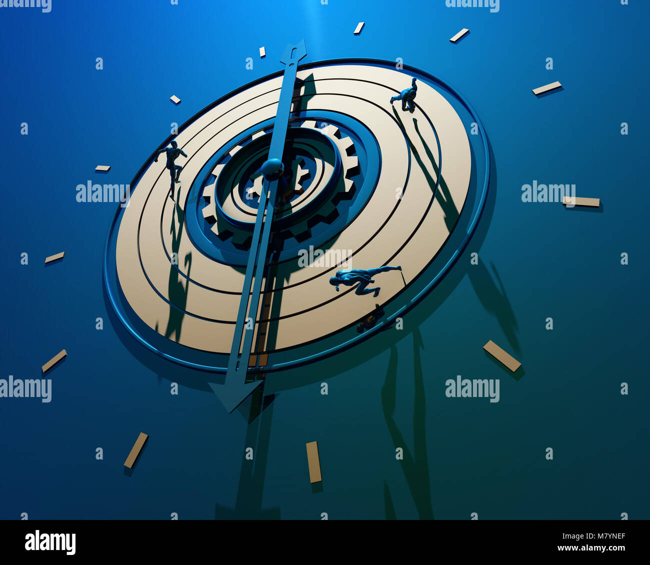 Humans running on the clock, race against time, technological ...