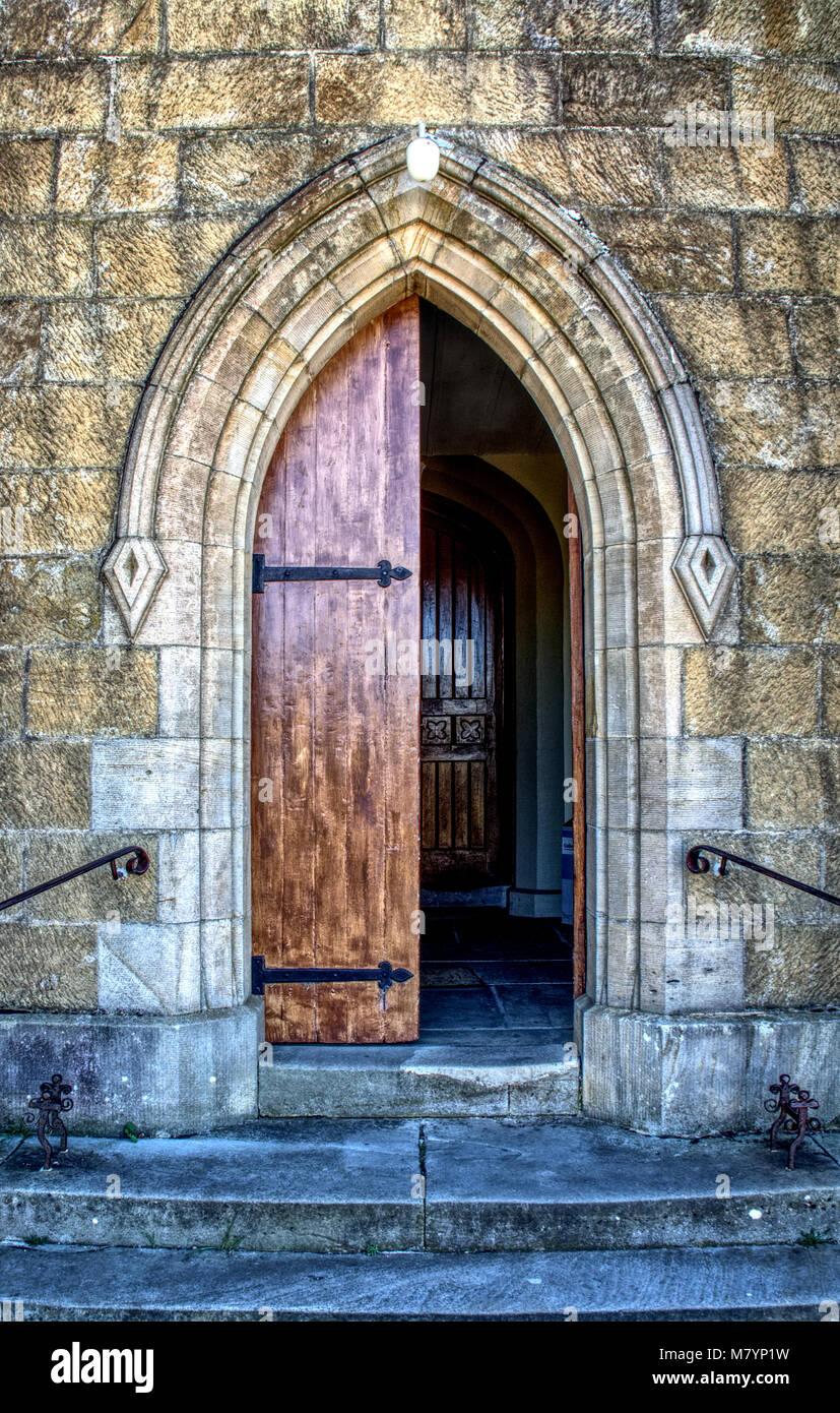 An arched doorway in an old church Stock Photo - Alamy