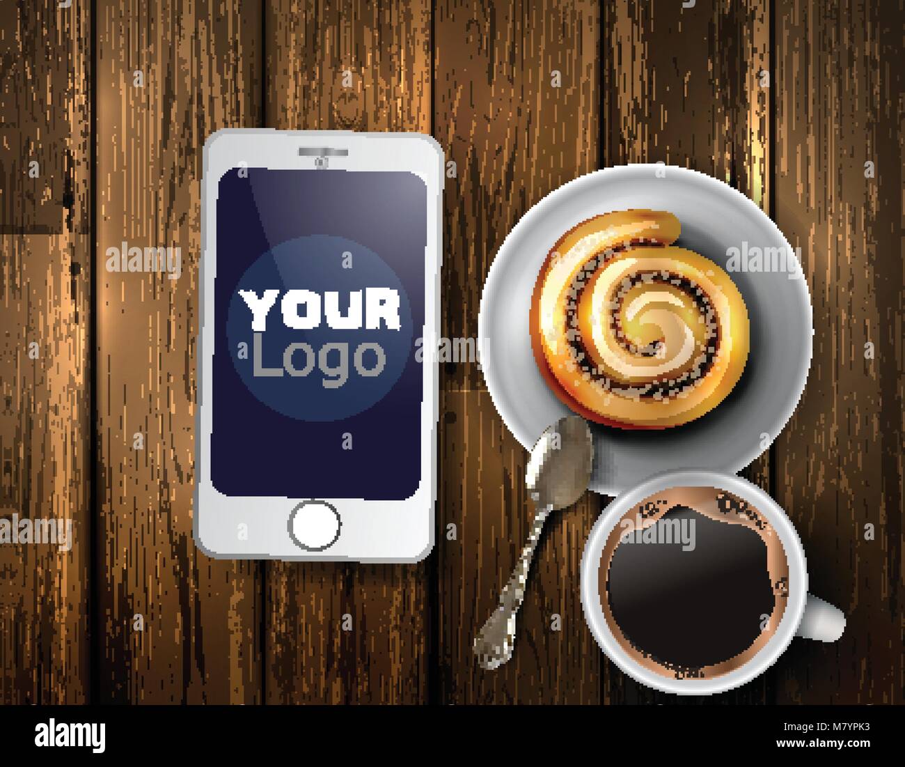 Cup coffee cinnamon roll Stock Vector Images - Alamy